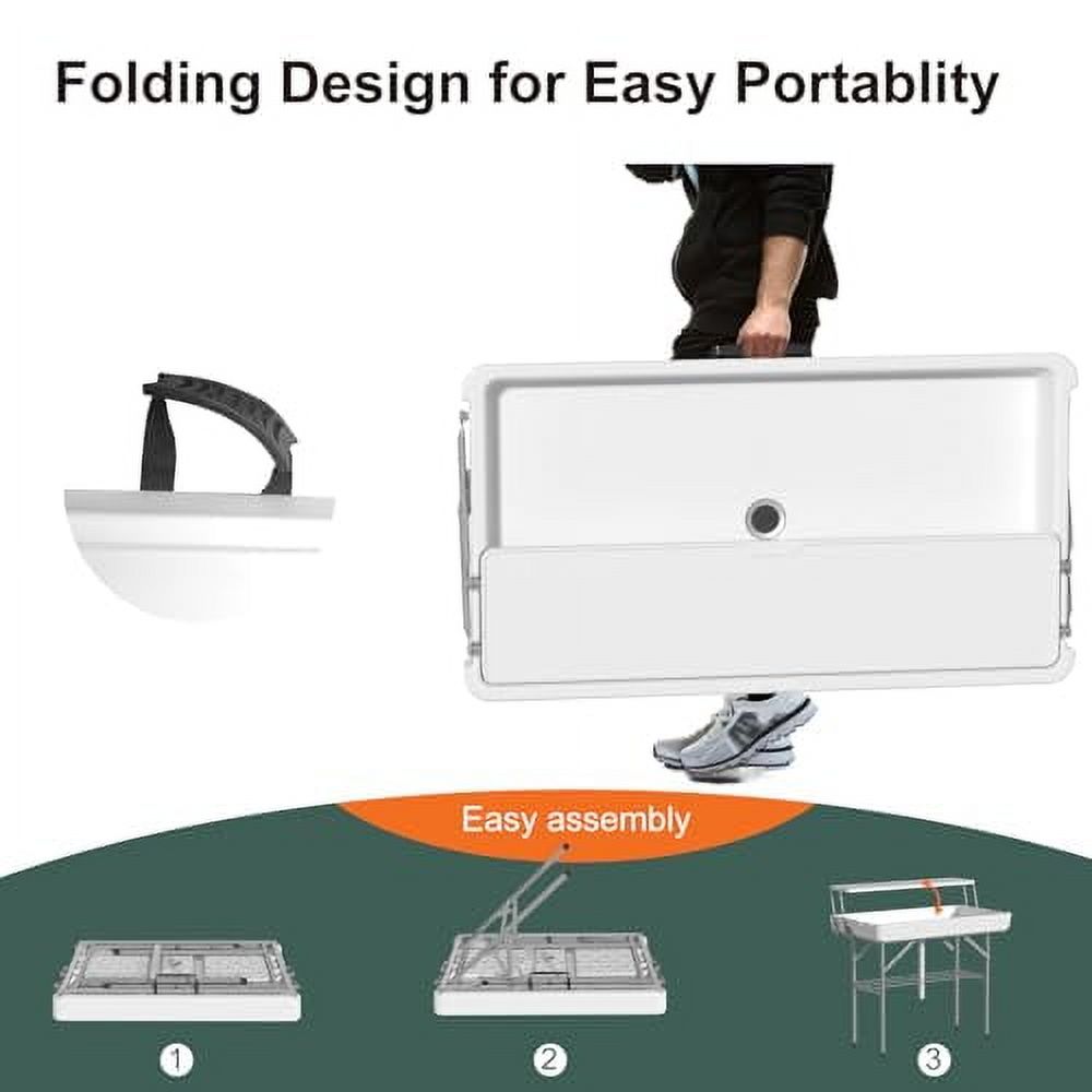 Folding Ice Cooler Table with Drain, Portable Cooler Table with ...