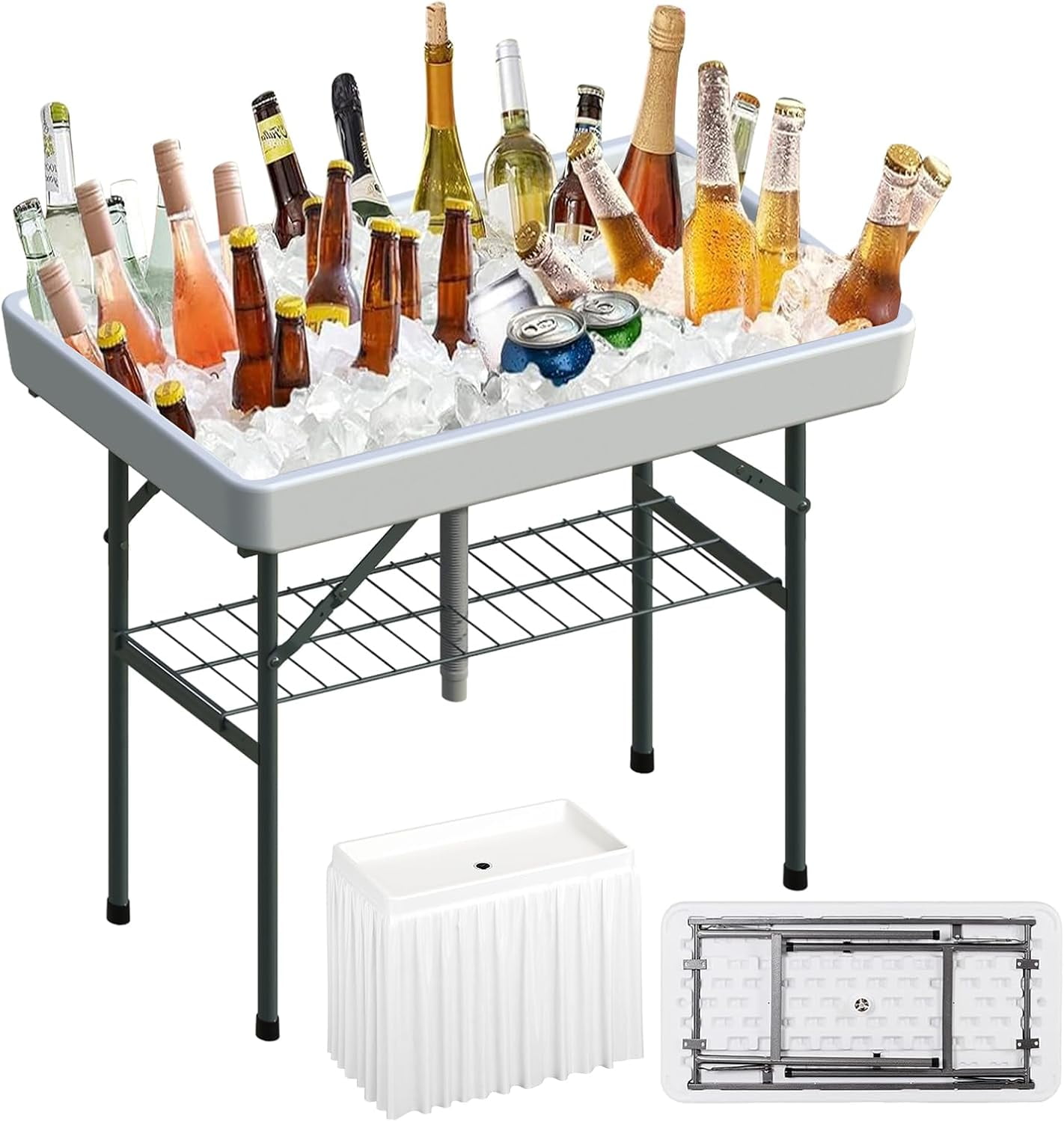 Folding Ice Table, Cooling Food and Drinks, Portable Camping Party Self ...
