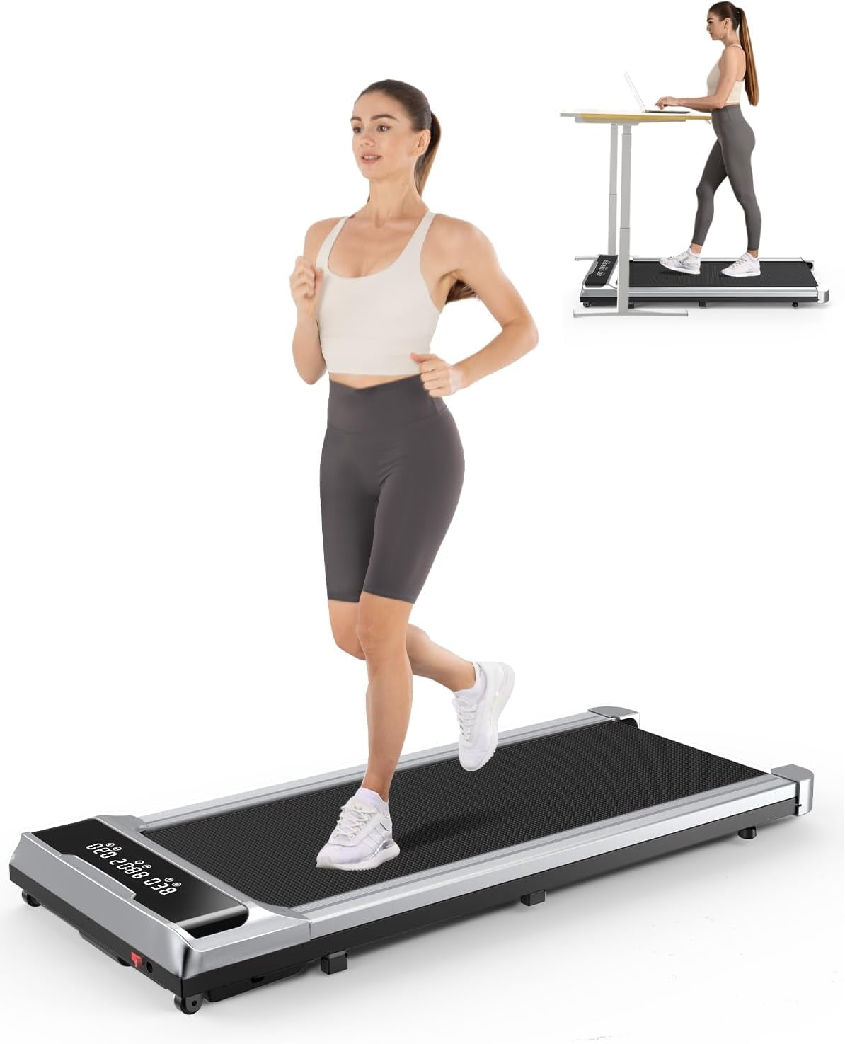 Folding Incline Walking Treadmill with Handlebar, Quiet and Portable ...