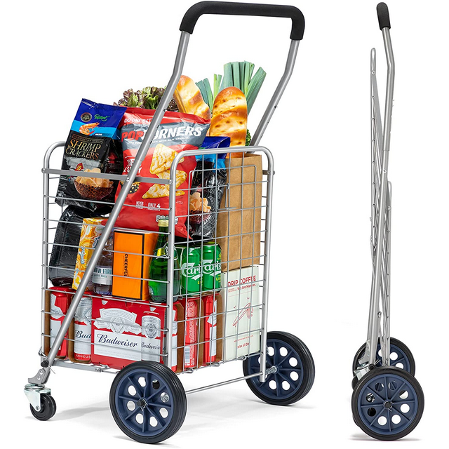 Free Shipping! Folding Jumbo Shopping Cart Rolling Utility Cart Grocery ...