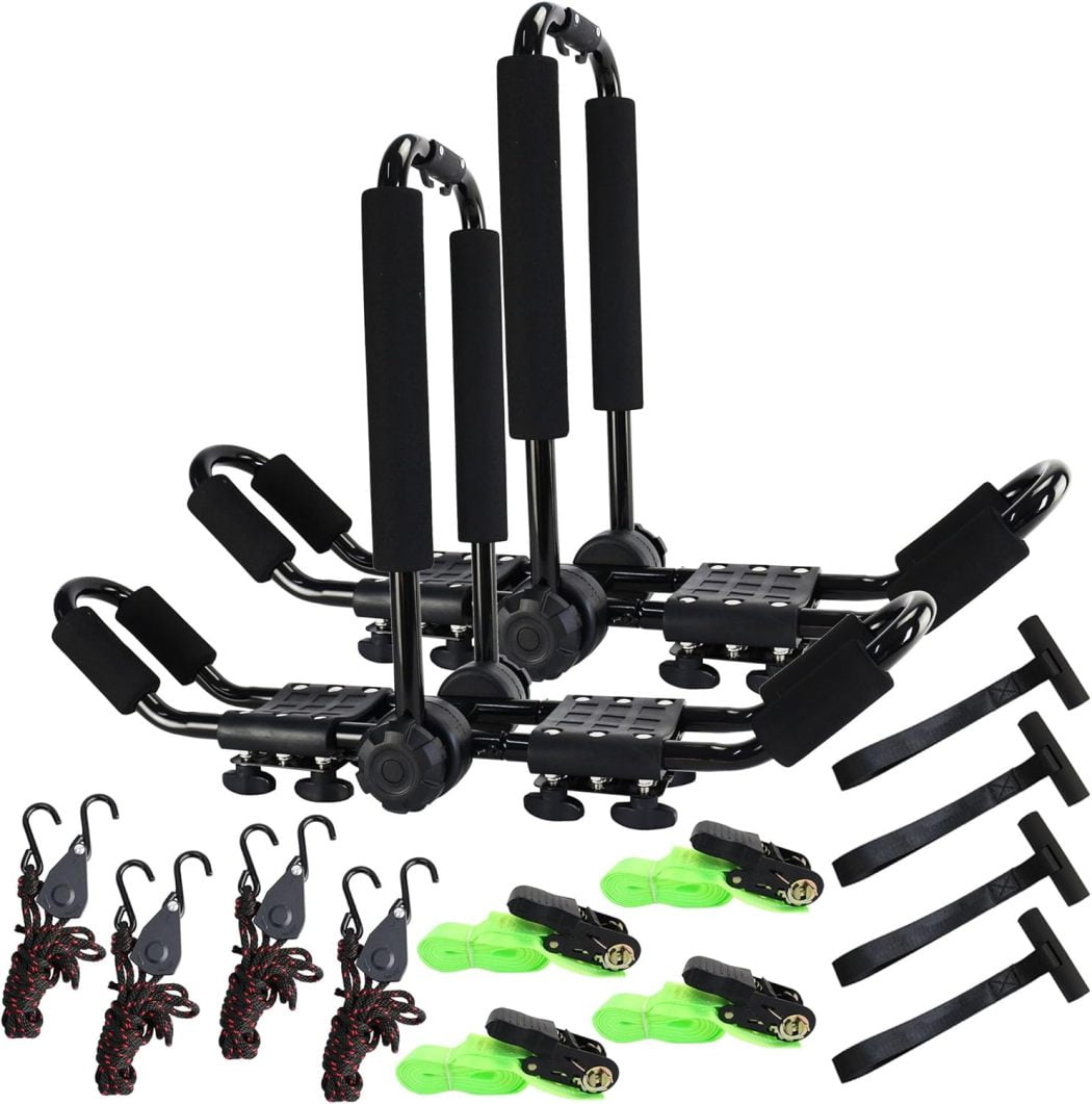 Folding Kayak roof Rack Adjustable for Kayak/Canoe/SUP,J-Bar Rack on ...