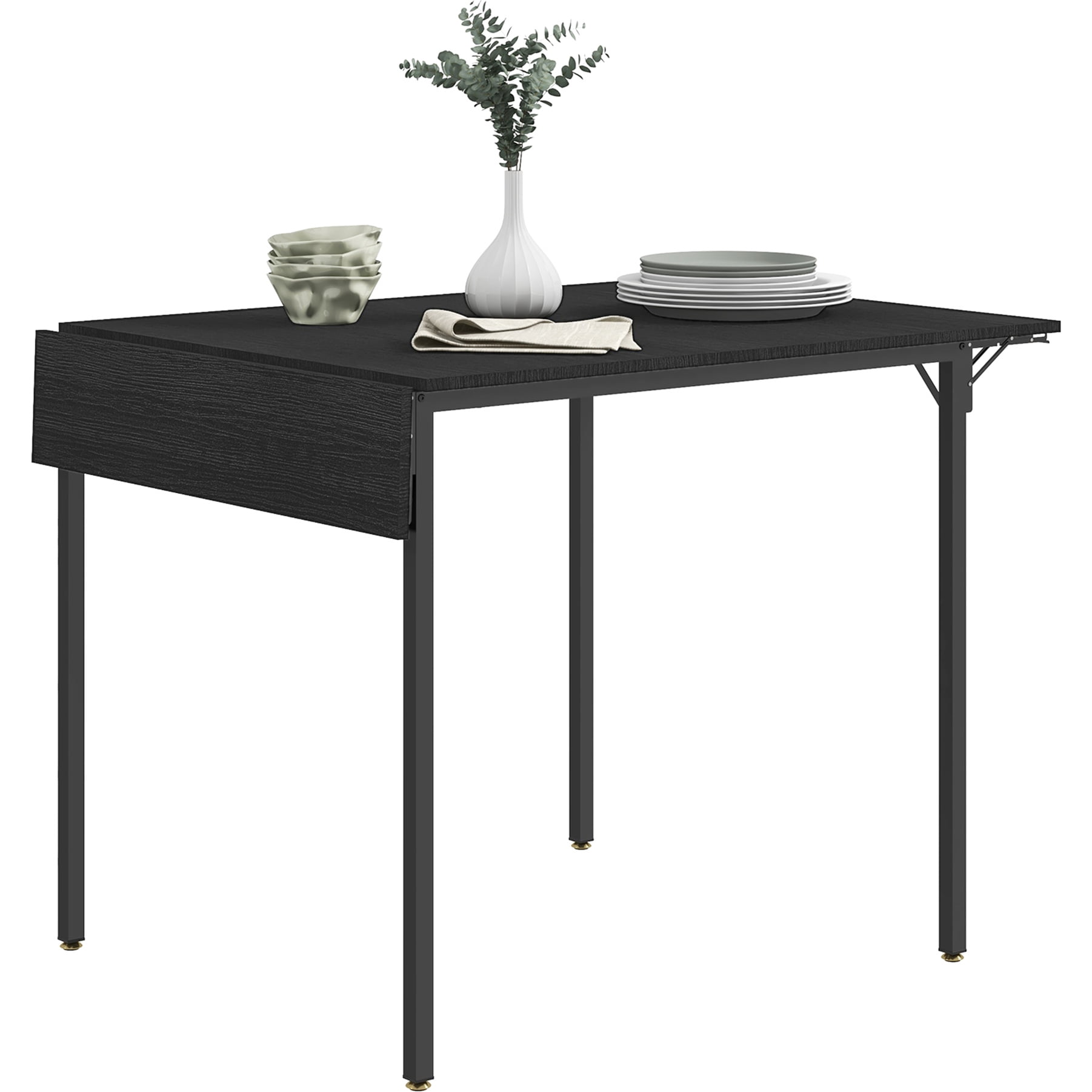 Folding Kitchen Table, Black Space Saving Furniture For 2 To 4, And ...