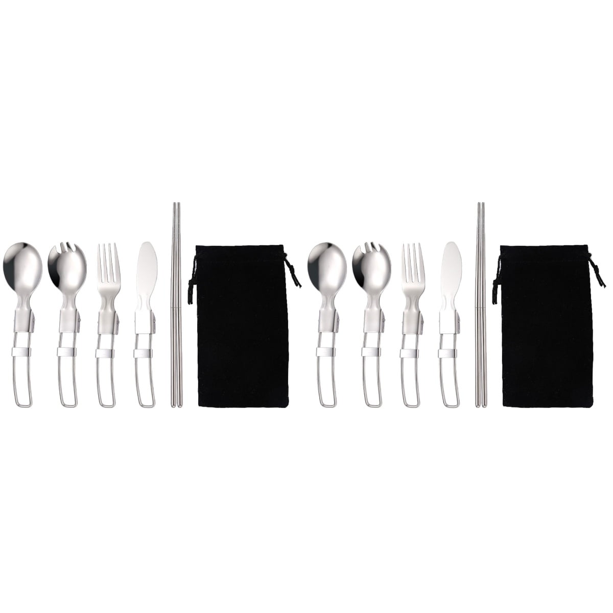 Folding Knife and Fork Spoon Camping Supply Single Cutlery Stainless ...