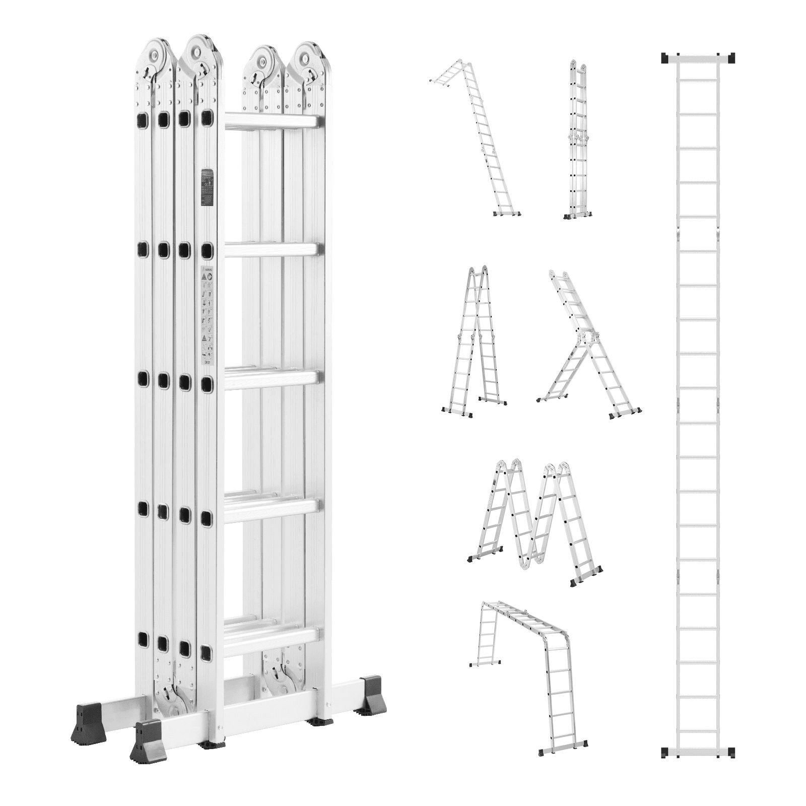 Folding Ladder 19ft Reach, 7-in-1 Telescoping Extension Ladder, Heavy ...