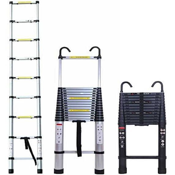 Folding Ladder Aluminum Telescopic Extension Ladder 16.4ft Multi ...