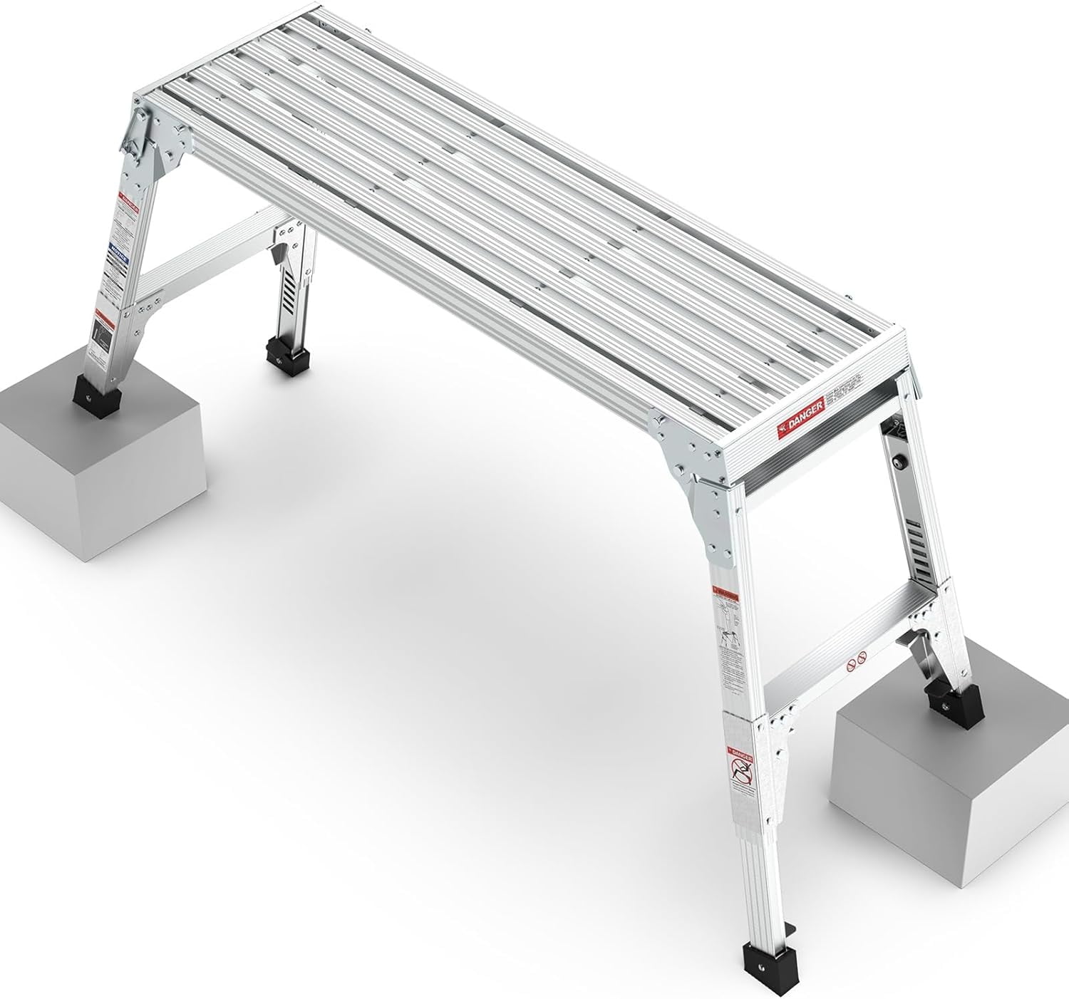 Folding Ladder , Aluminum Work Platform Adjustable Height 21.3''-27.5 ...