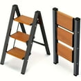 Folding Ladder Stool with Wide Steps and Anti-Slip Feet, Portable ...