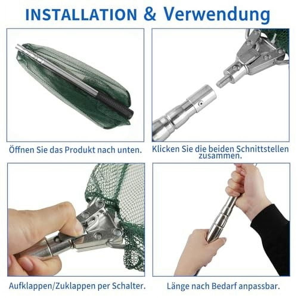 Folding Landing Net with Long Handle, Foldable Retractable Hand Net ...