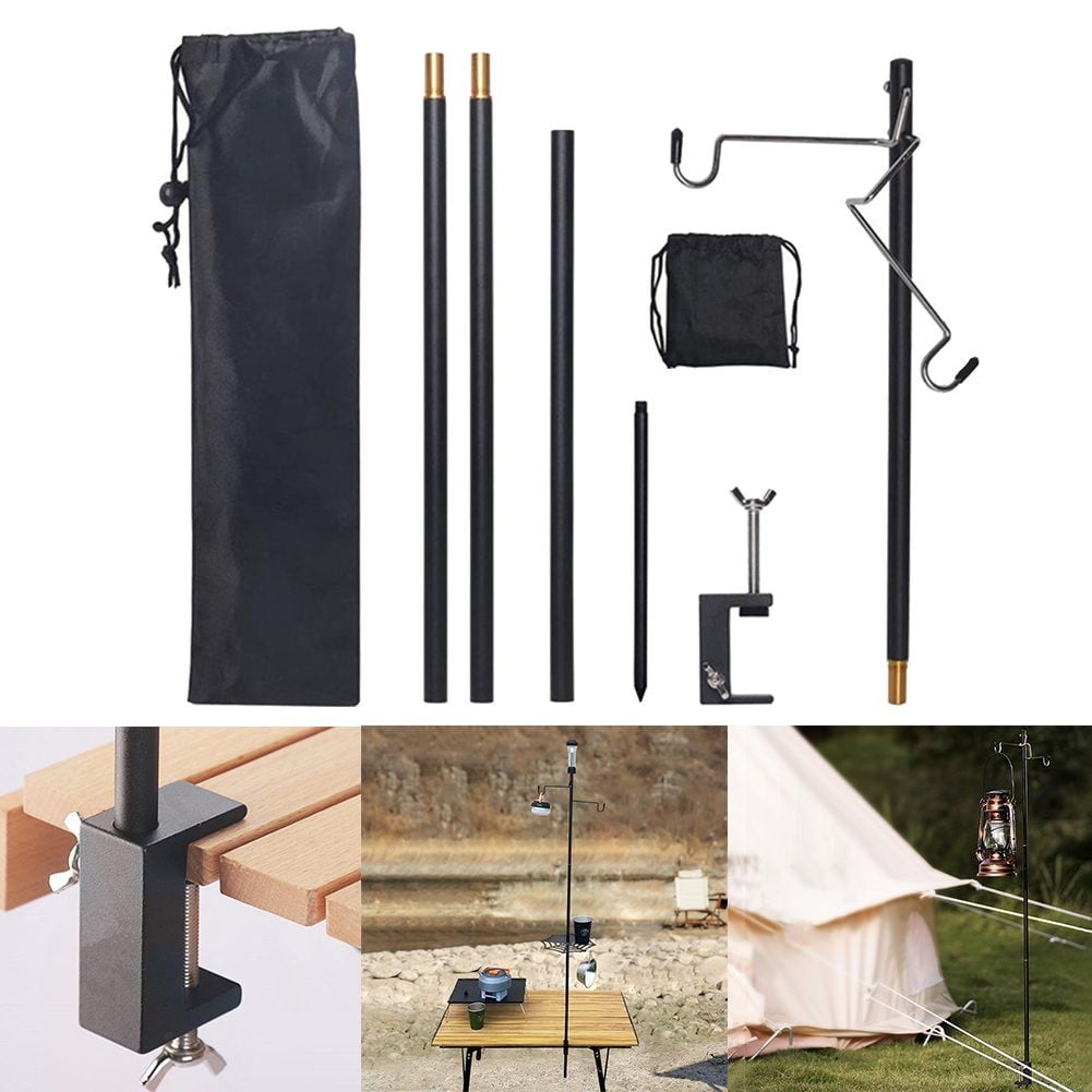 Folding Lantern Stand Pole Portable Lamp Stand Hook For Camping Fishing ...