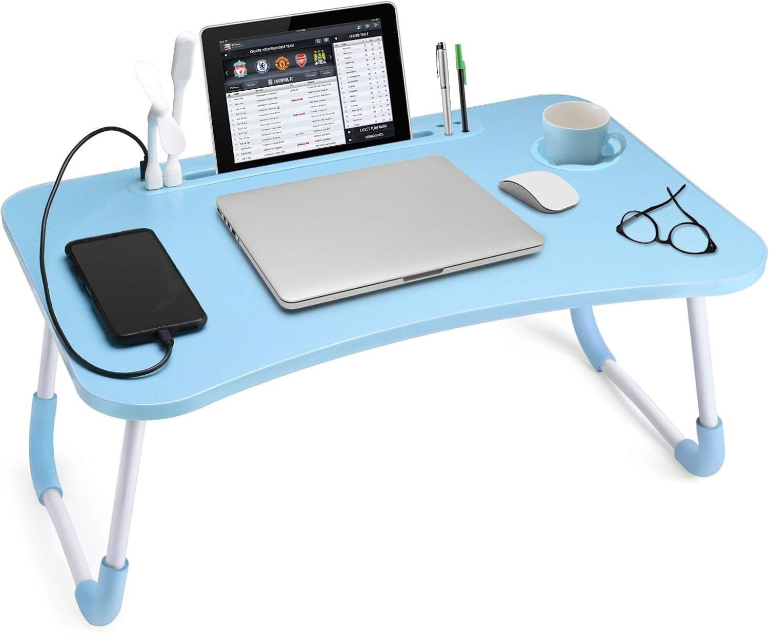 Folding Laptop Desk Bed Table with Portable Breakfast Tray and Standing ...