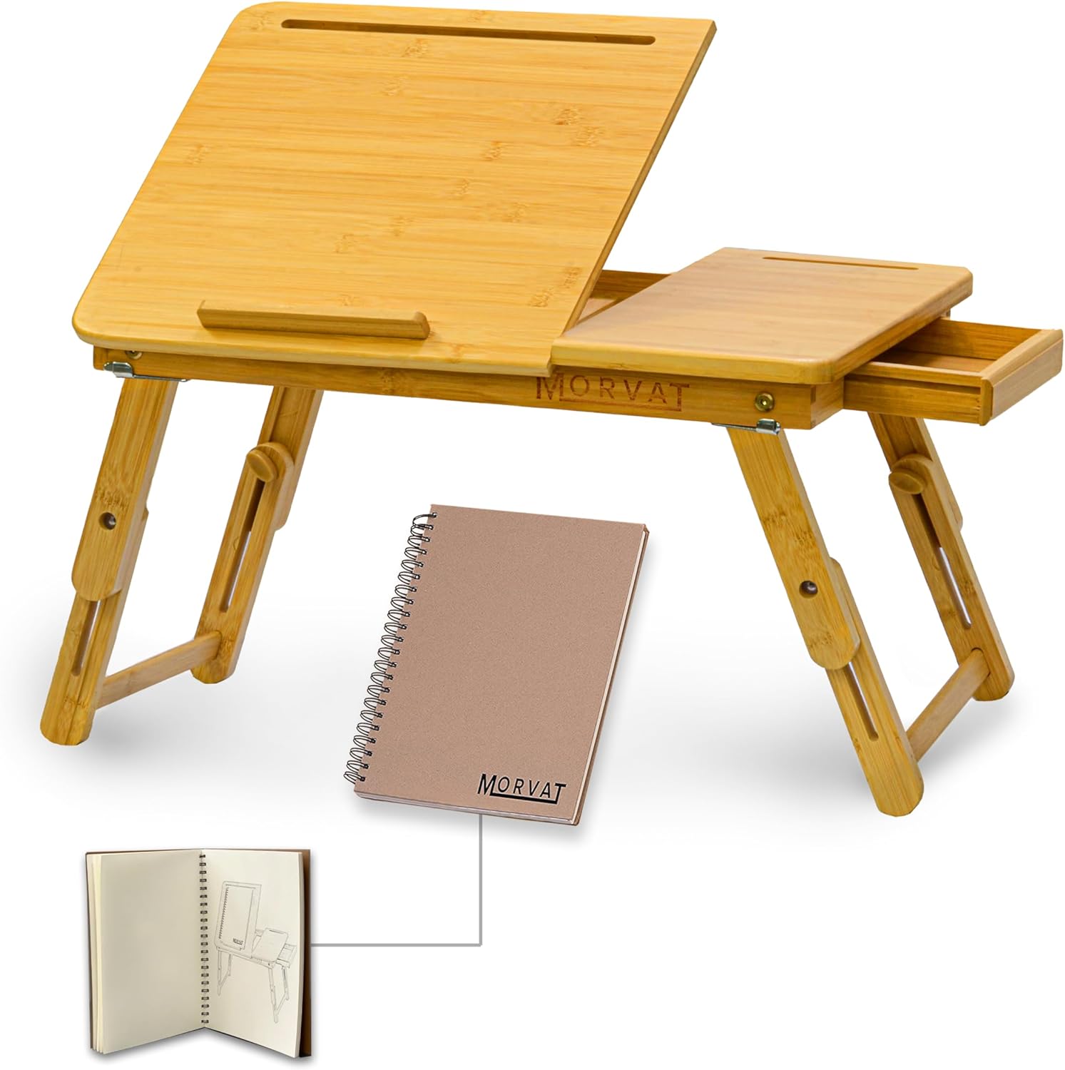 Folding Laptop Lap Desk With Tilting Surface & Magnetic Drawer ...