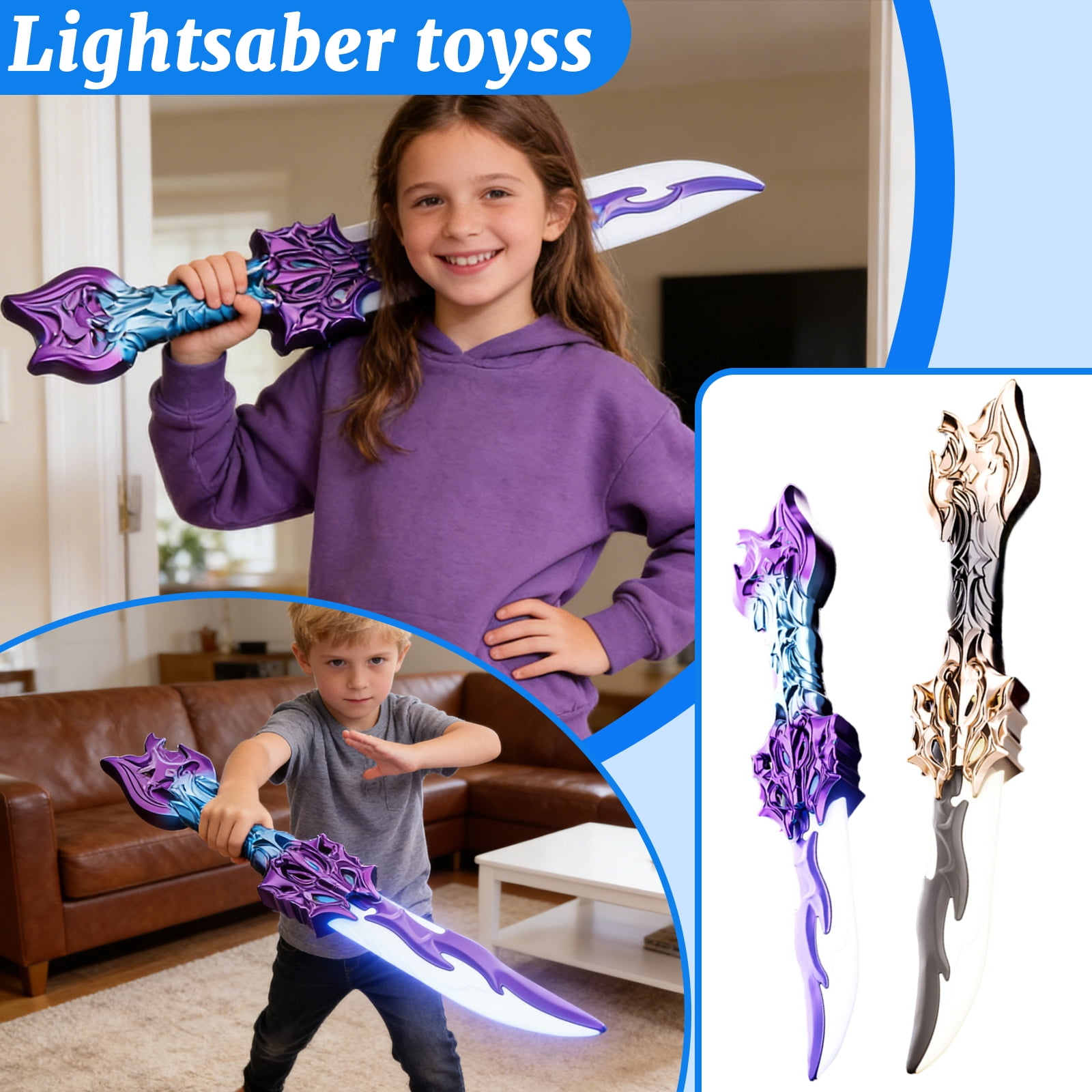 Folding Laser Blade Light-Up Toy Retractable Cool Laser Toy Knife (2 ...