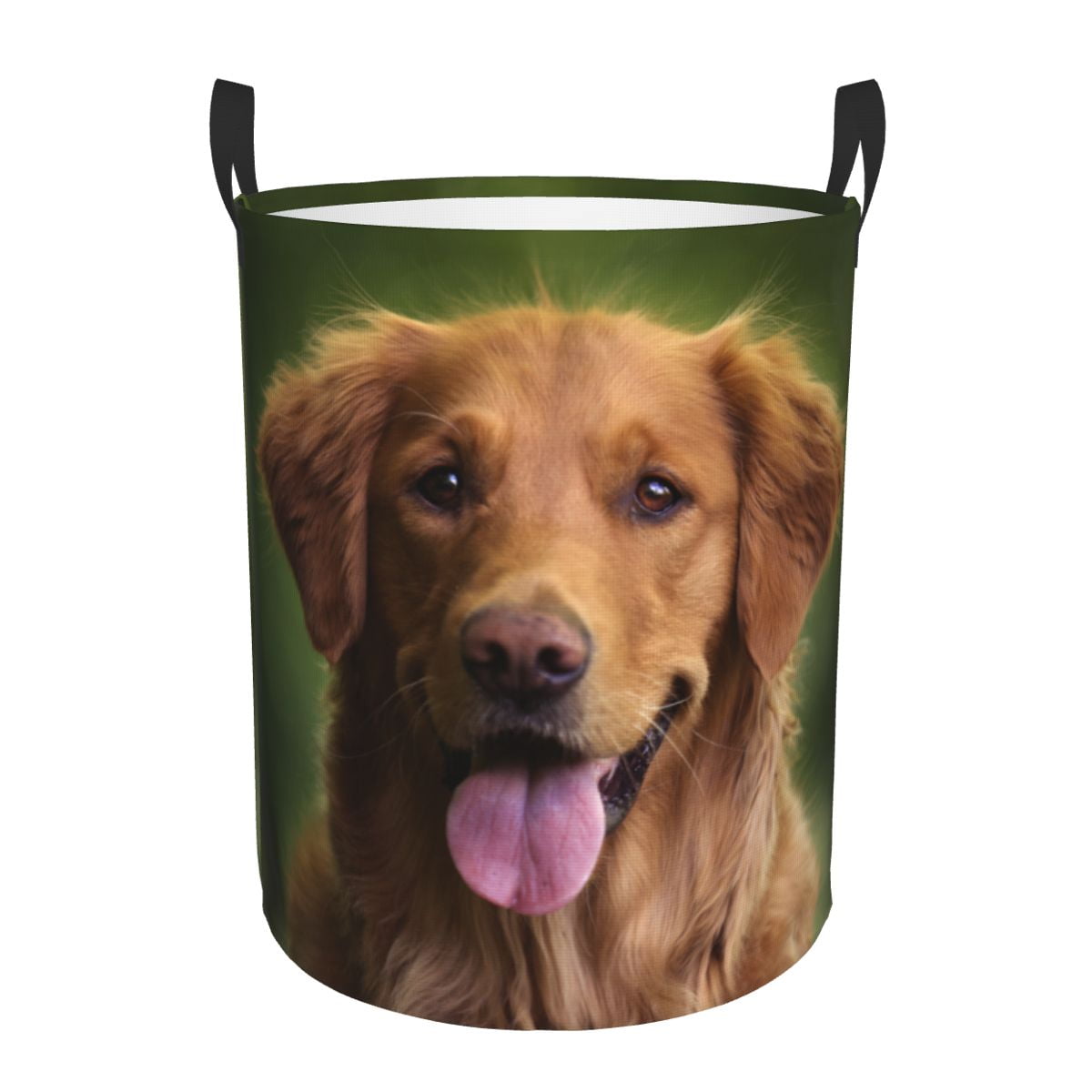 Folding Laundry Basket Adorable Golden Retriever Round Storage Bin ...
