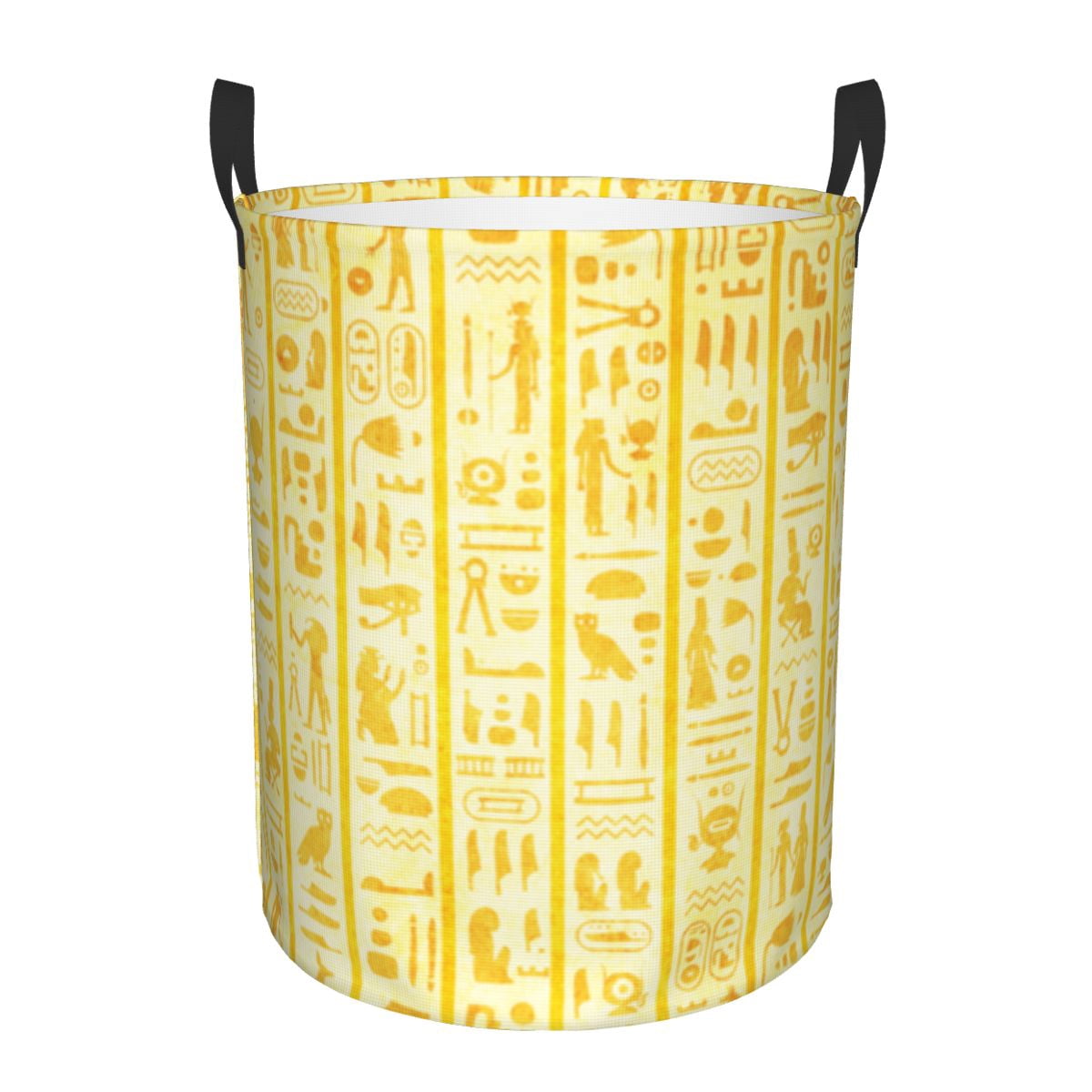 Folding Laundry Basket Ancient Egyptian Hieroglyphs Round Storage Bin ...