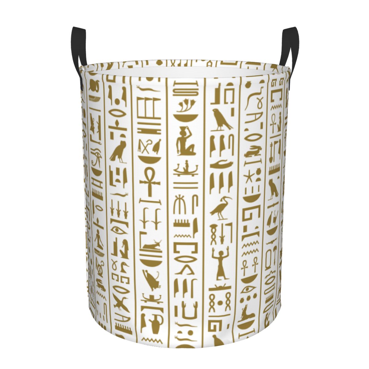 Folding Laundry Basket Ancient Egyptian Hieroglyphs Round Storage Bin ...