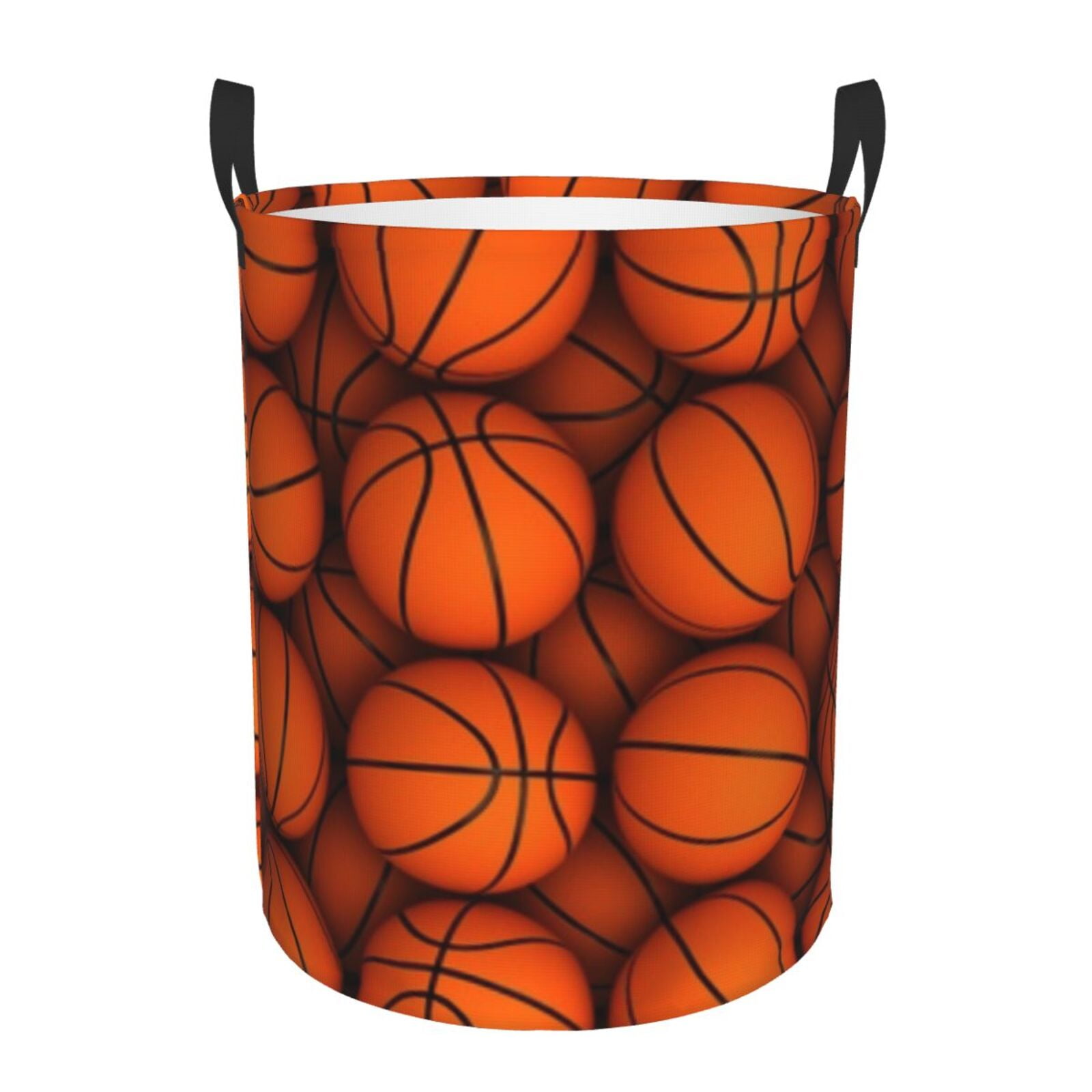 Folding Laundry Basket Basketball Dots Round Storage Bin Large Hamper Collapsible Clothes Toy ...