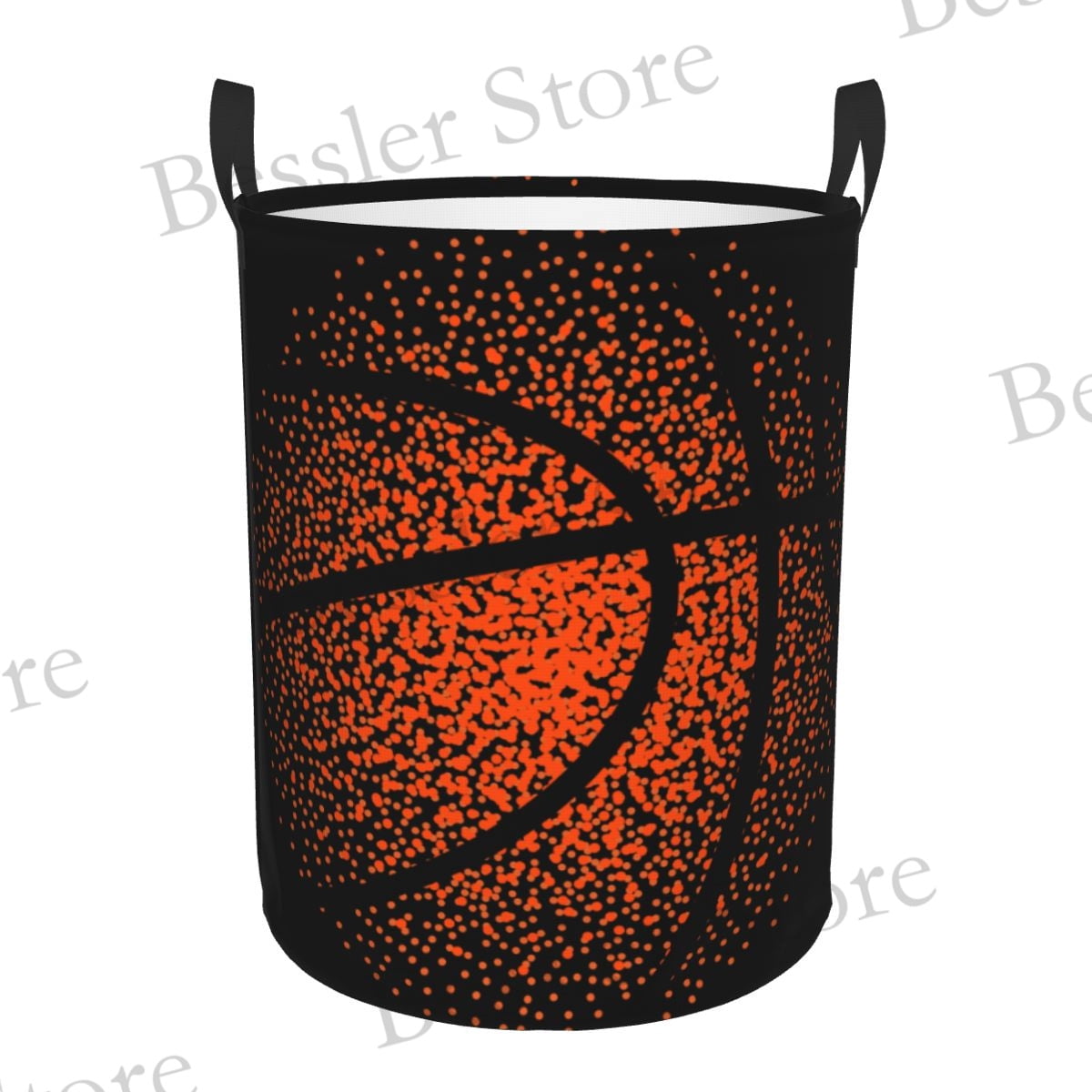 Folding Laundry Basket Basketball Dots Round Storage Bin Large Hamper Collapsible Clothes Toy ...