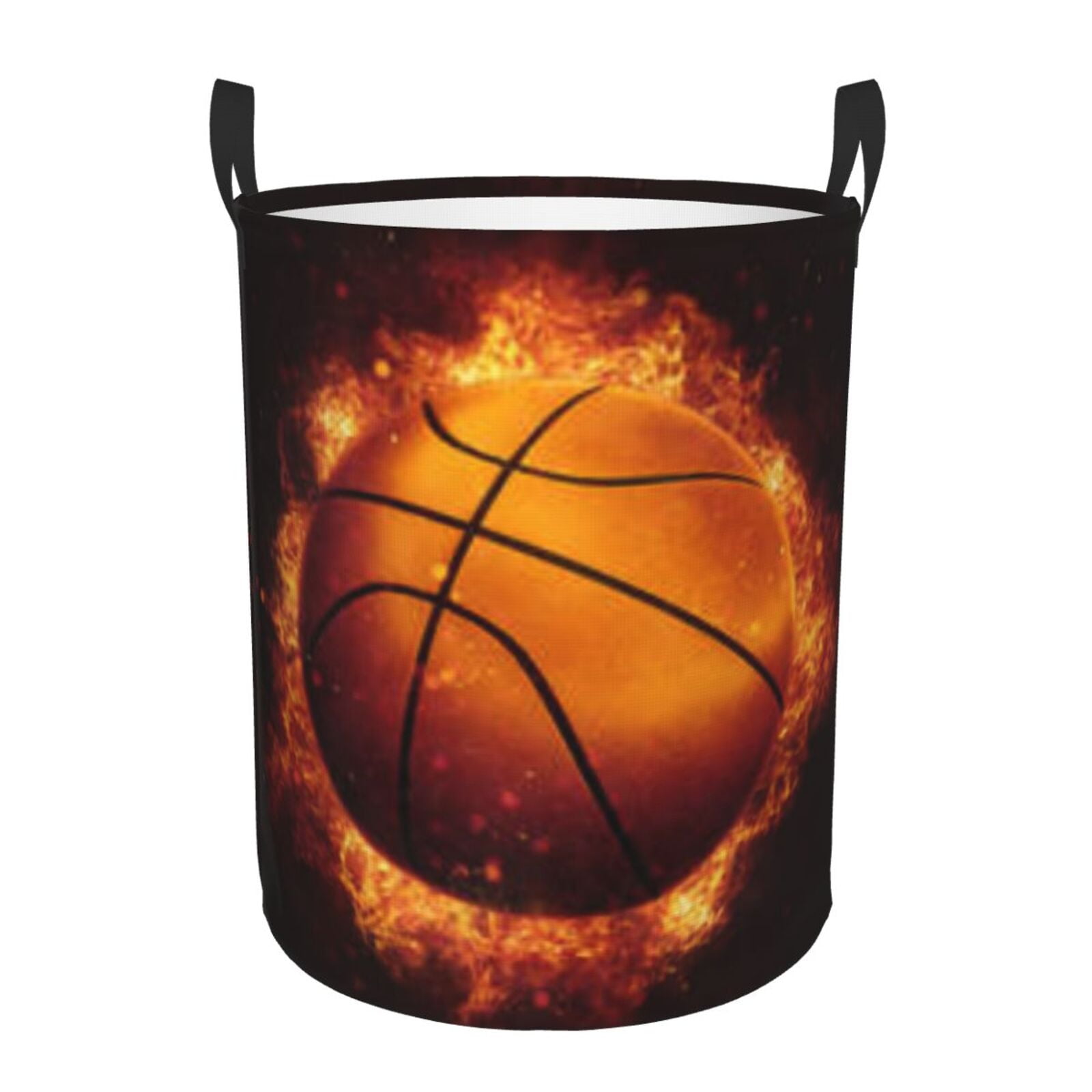 Folding Laundry Basket Basketball Dots Round Storage Bin Large Hamper Collapsible Clothes Toy ...