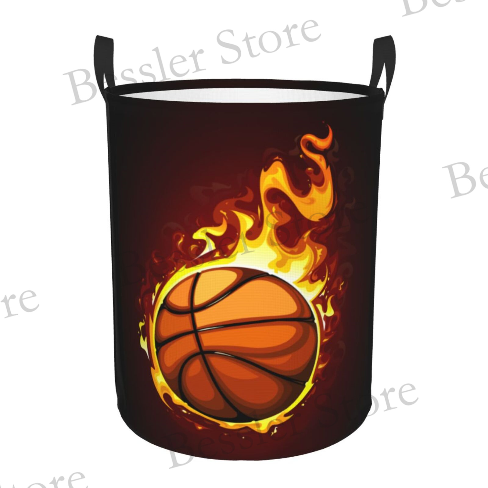 Folding Laundry Basket Basketball Dots Round Storage Bin Large Hamper Collapsible Clothes Toy ...