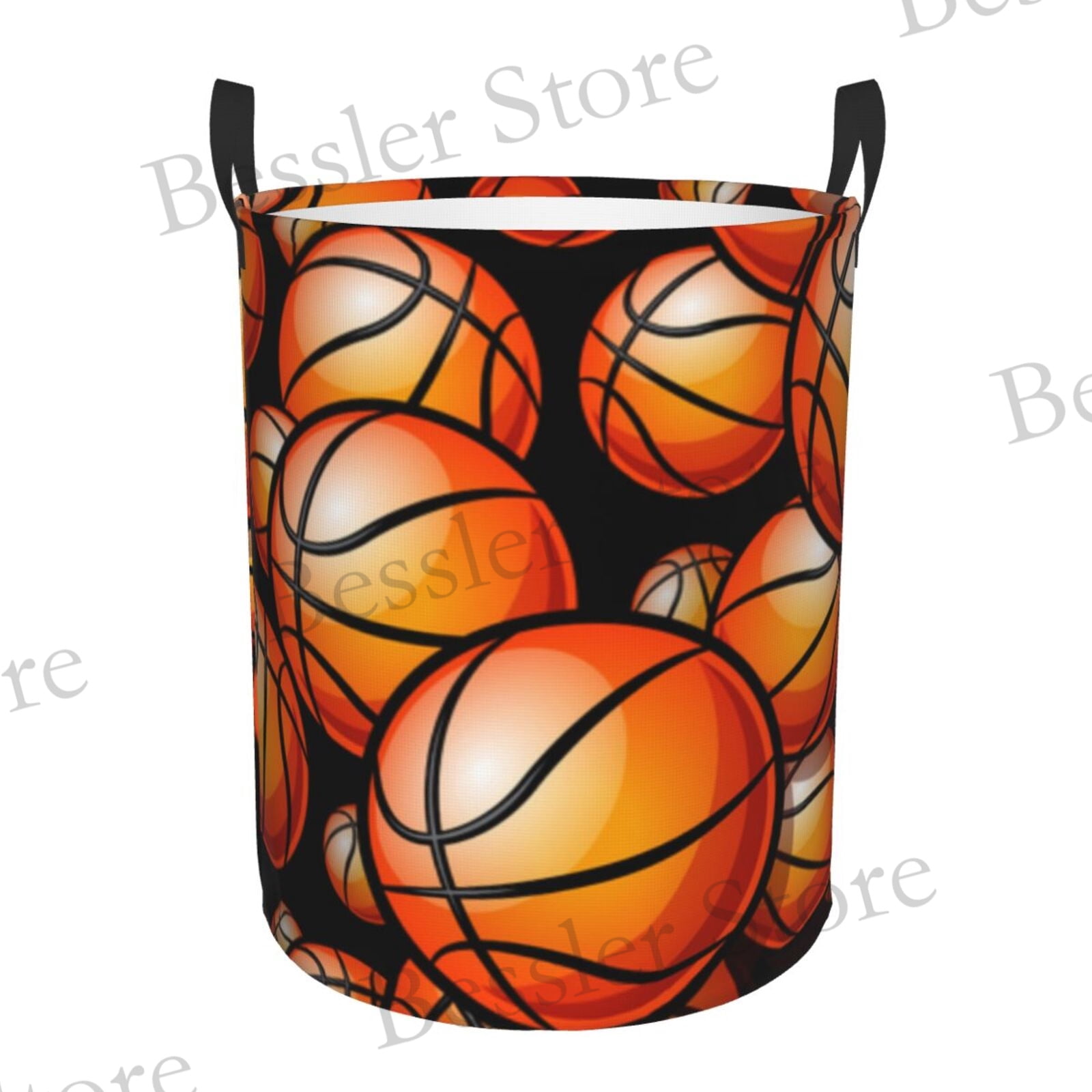 Folding Laundry Basket Basketball Dots Round Storage Bin Large Hamper ...