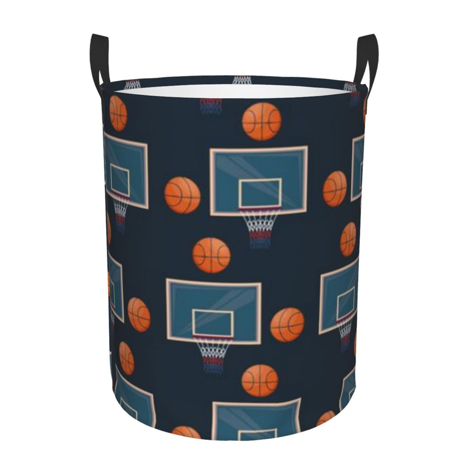 Folding Laundry Basket Basketball Dots Round Storage Bin Large Hamper Collapsible Clothes Toy ...