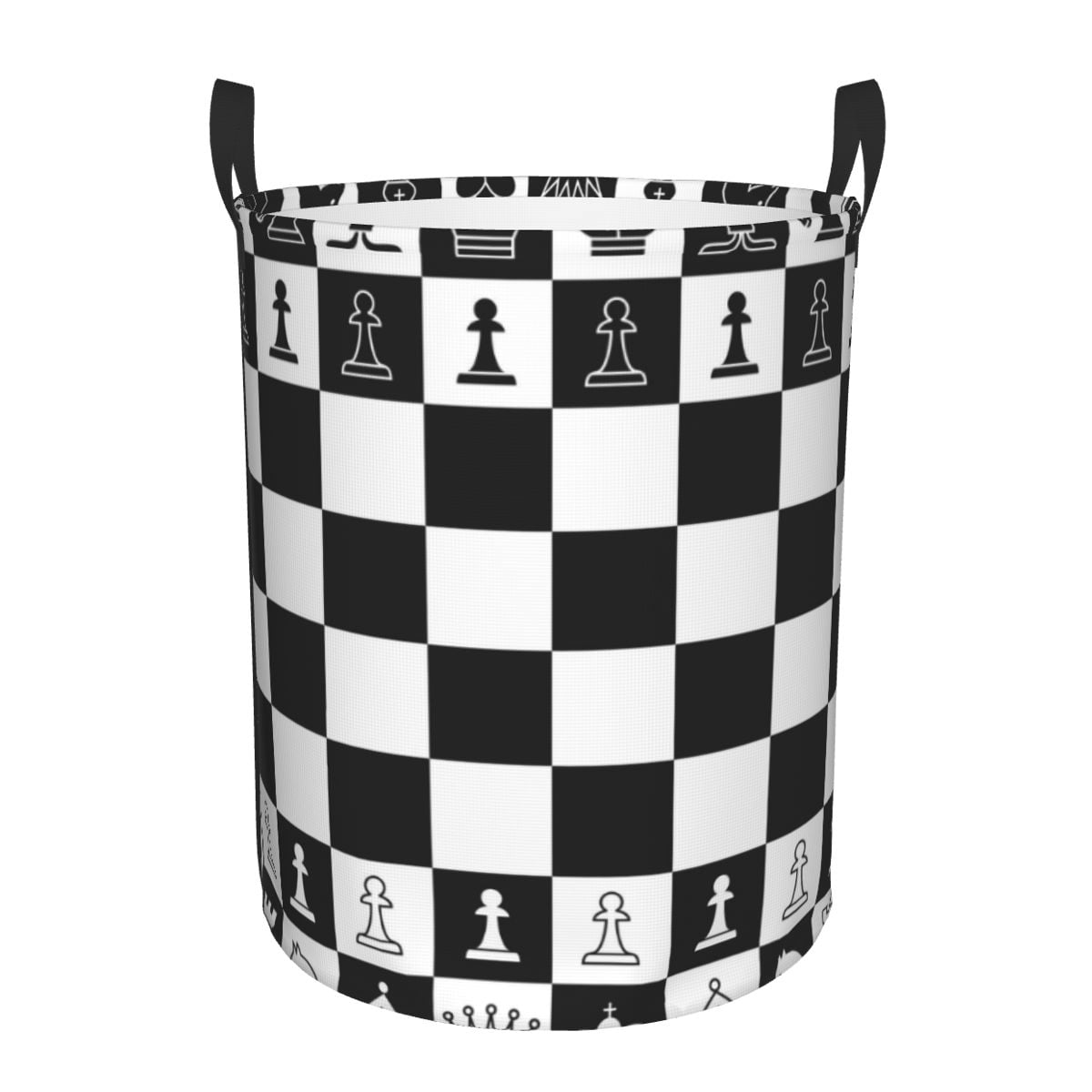 Folding Laundry Basket Black And White Chess Board Dirty Clothes ...