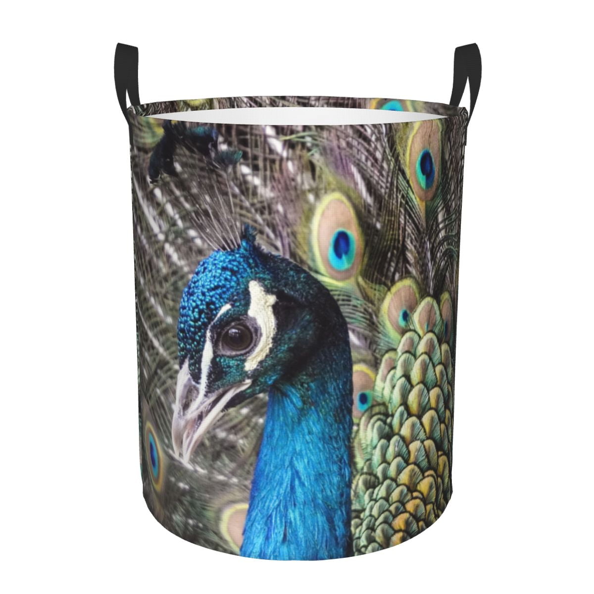 Folding Laundry Basket Blue Peacock With Open Tail Dirty Clothes Toys ...