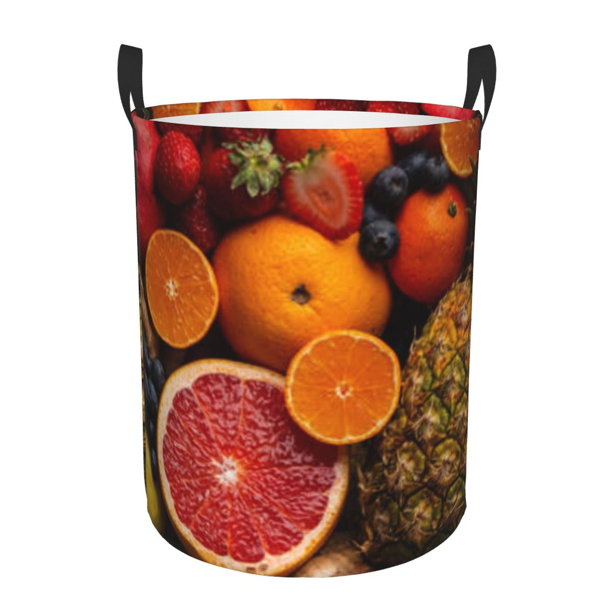 Folding Laundry Basket Boosting Food Round Storage Bin Large Hamper Collapsible Clothes Bucket ...