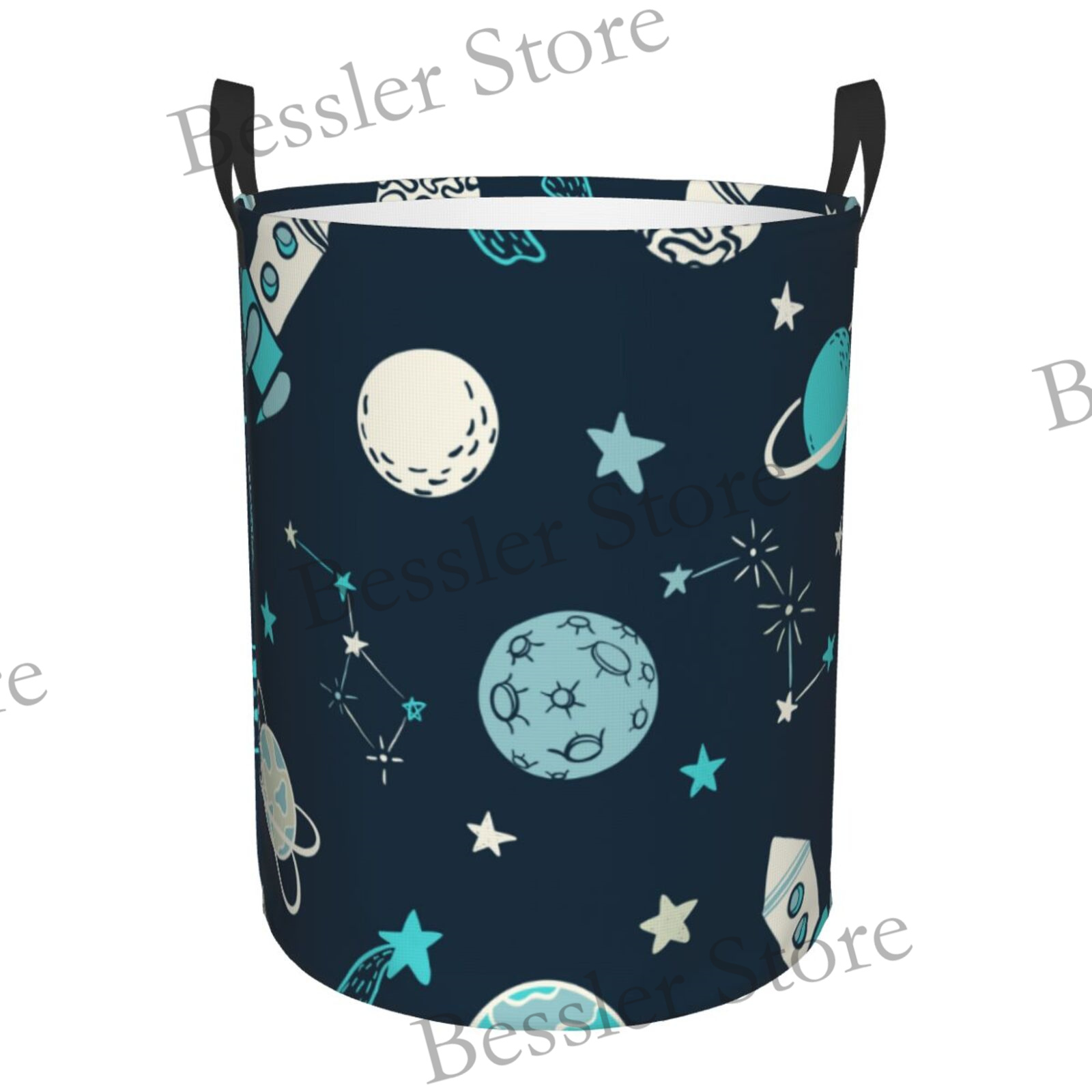 Folding Laundry Basket Cute Astronaut Spaceship Rocket Moon Stars Dirty ...