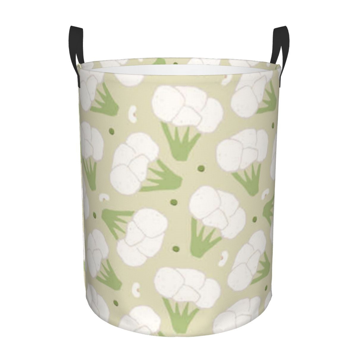 Folding Laundry Basket Cute Cauliflower Round Storage Bin Large Hamper ...