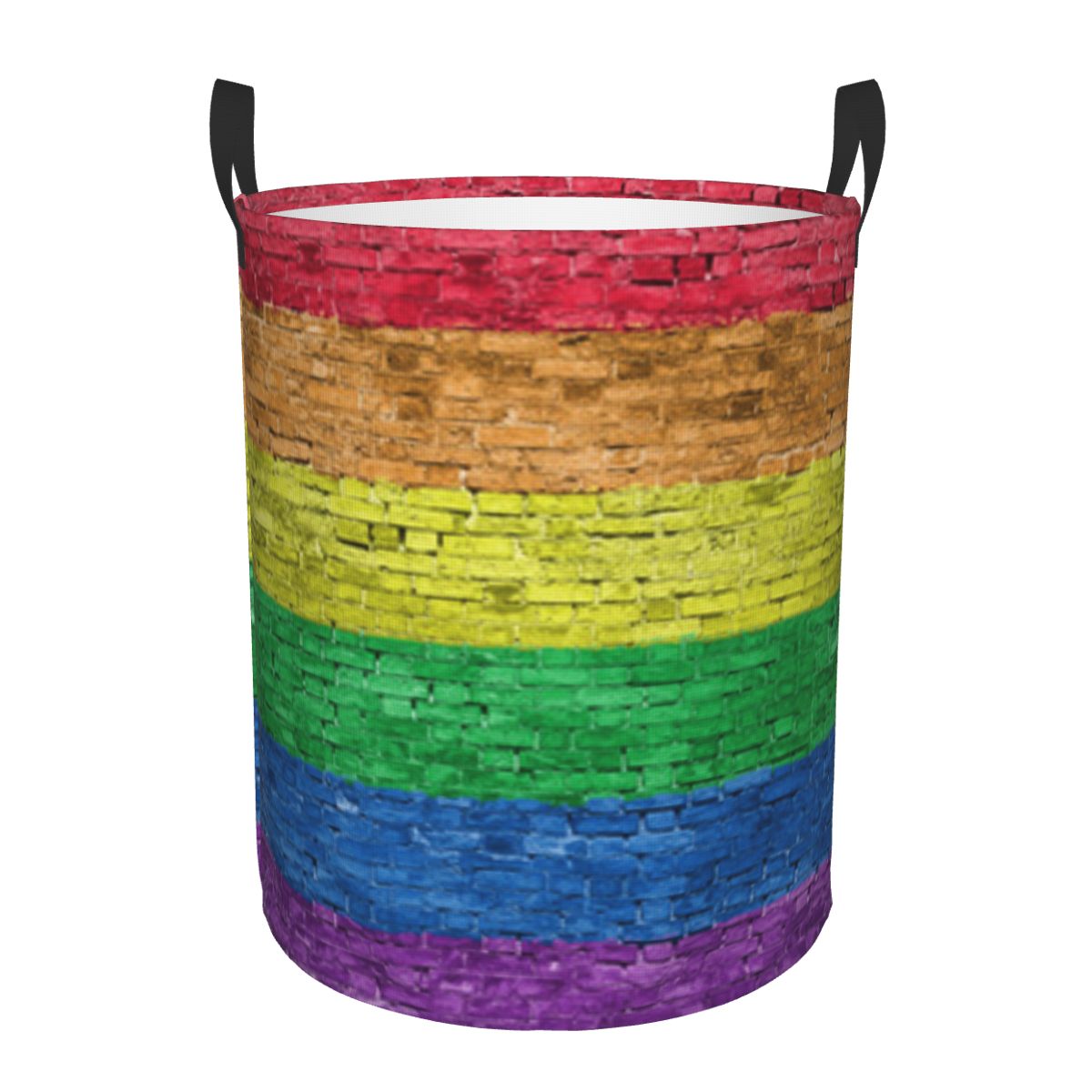 Folding Laundry Basket Flag Over Old Brick Wall Round Storage Bin ...