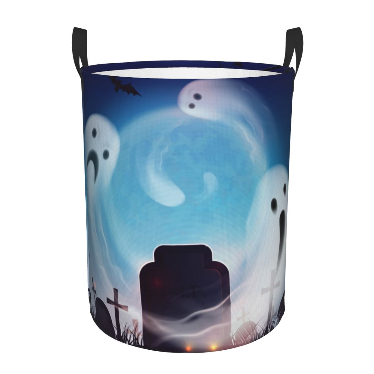 Folding Laundry Basket Graveyard Scenery Landscape Round Storage Bin ...