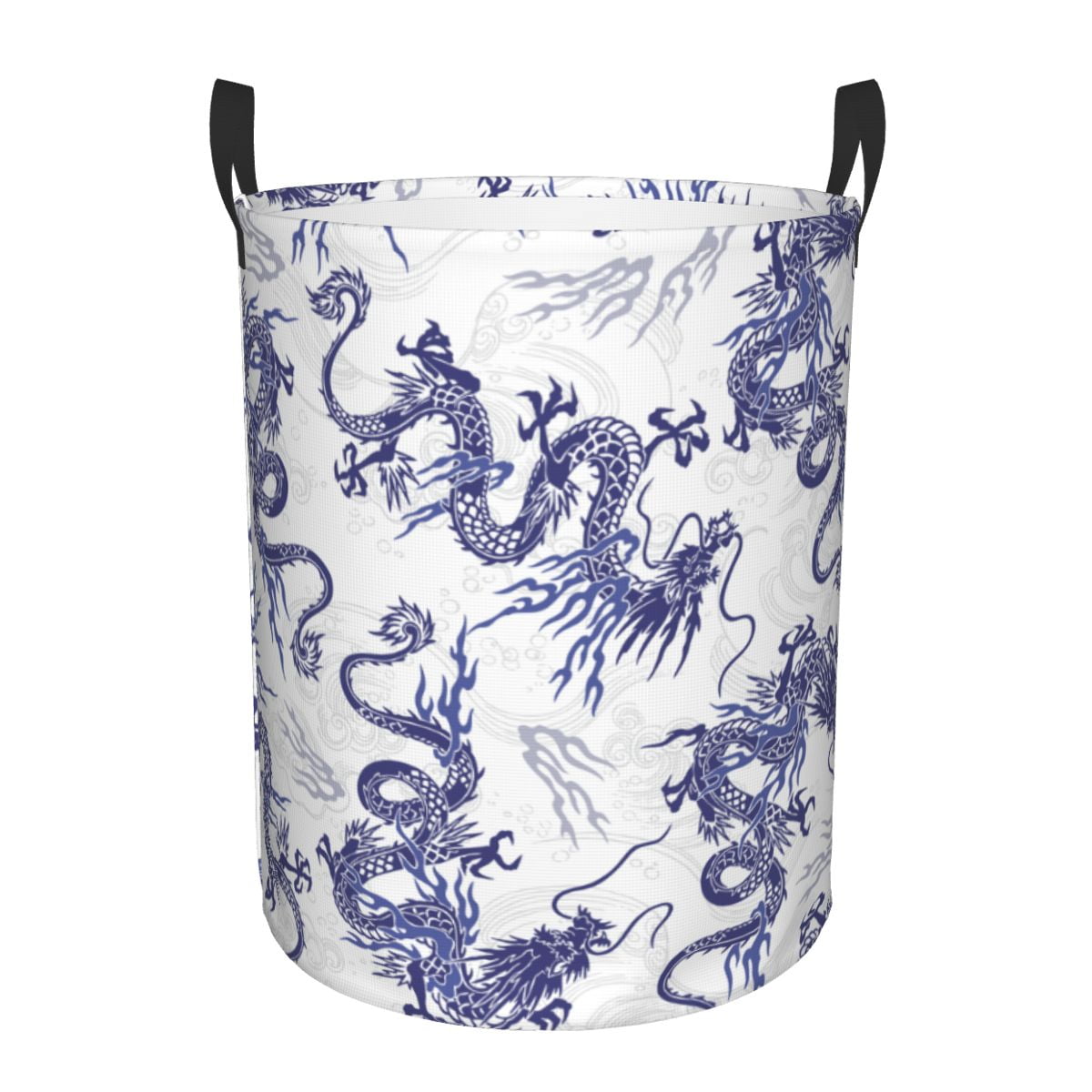 Folding Laundry Basket Japanese Dragon Pattern Dirty Clothes Storage ...