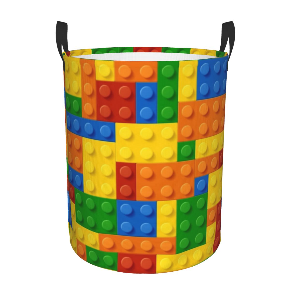 Folding Laundry Basket Plastic Construction Blocks Pattern Round ...