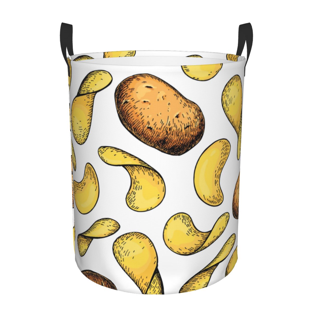 Folding Laundry Basket Potato Chips Food Round Storage Bin Hamper ...
