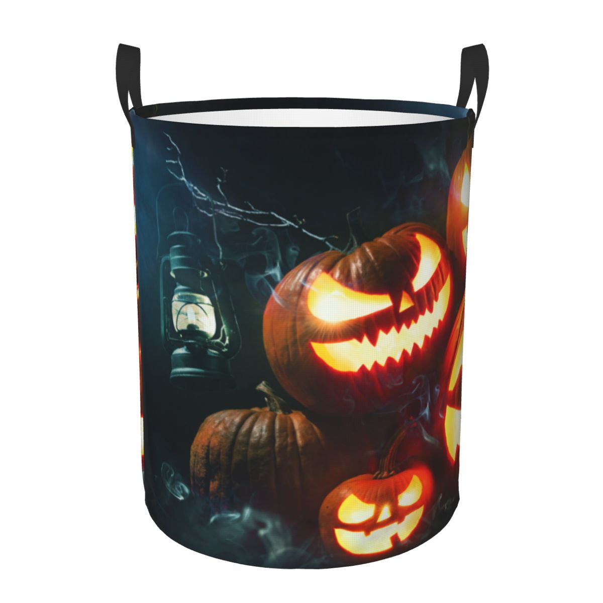 Folding Laundry Basket Pumpkin Head Lantern In Scary Night Dirty ...