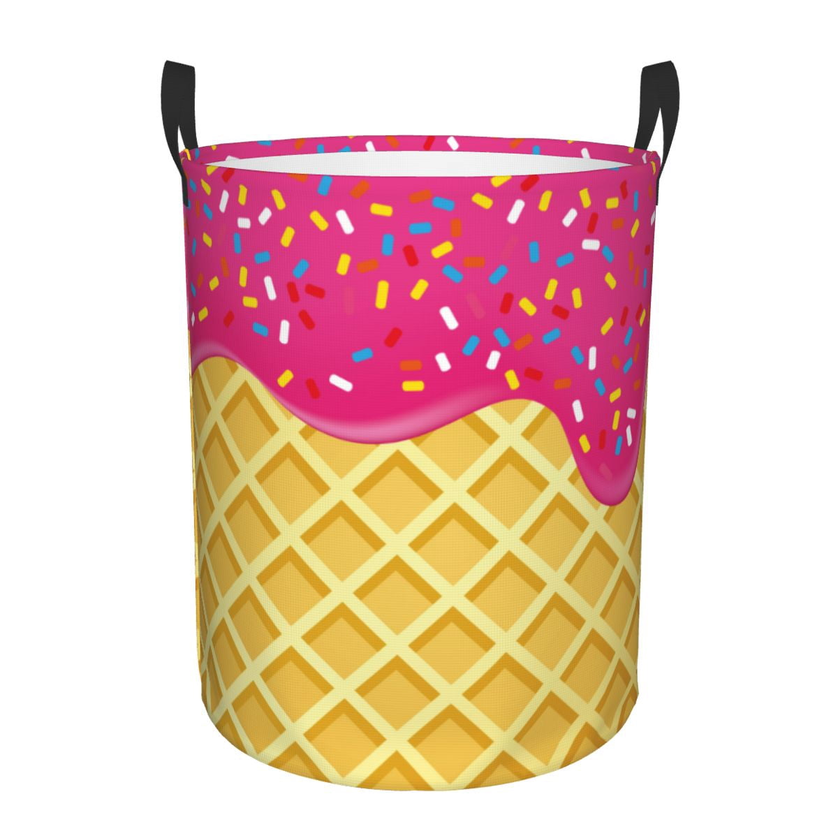 Folding Laundry Basket Strawberry Ice Cream Melted And Topping Round ...