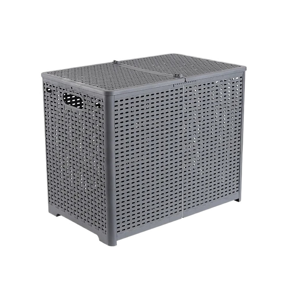 Folding Laundry Basket Sundries Container With Lid Partition Laundry ...