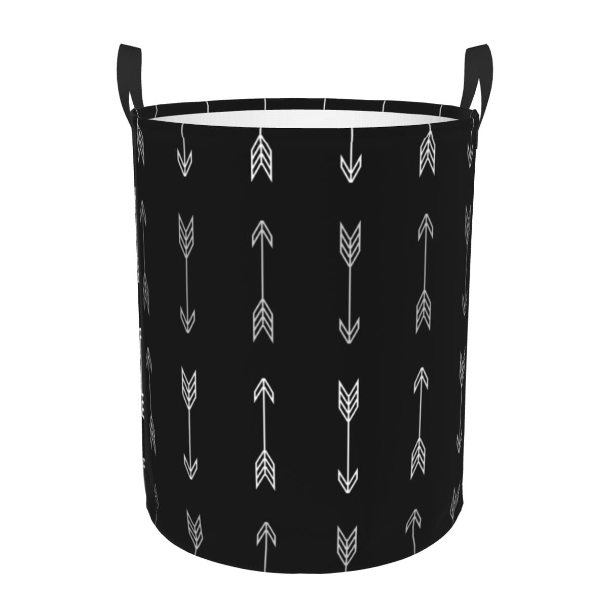 Folding Laundry Basket White Arrow Pattern Round Storage Bin Large ...