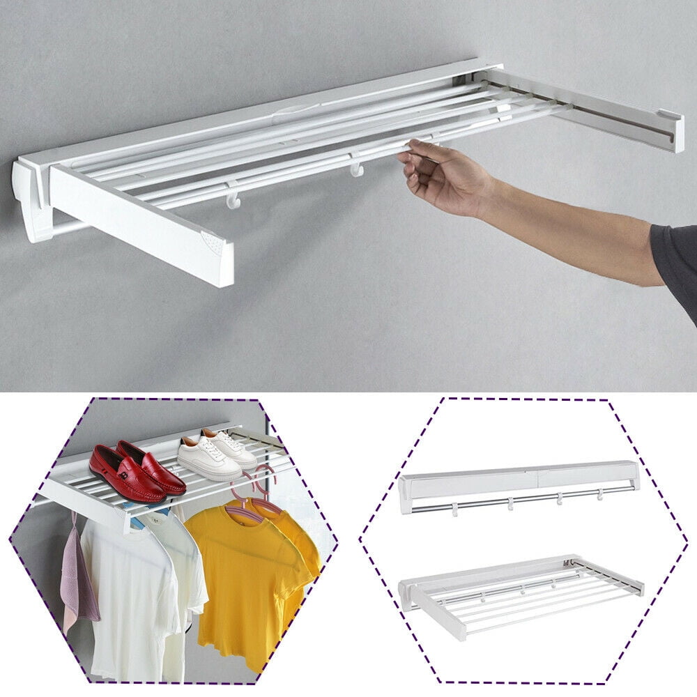 Foldable Indoor Wall Mount Laundry Clothes Storage Drying Rack ...