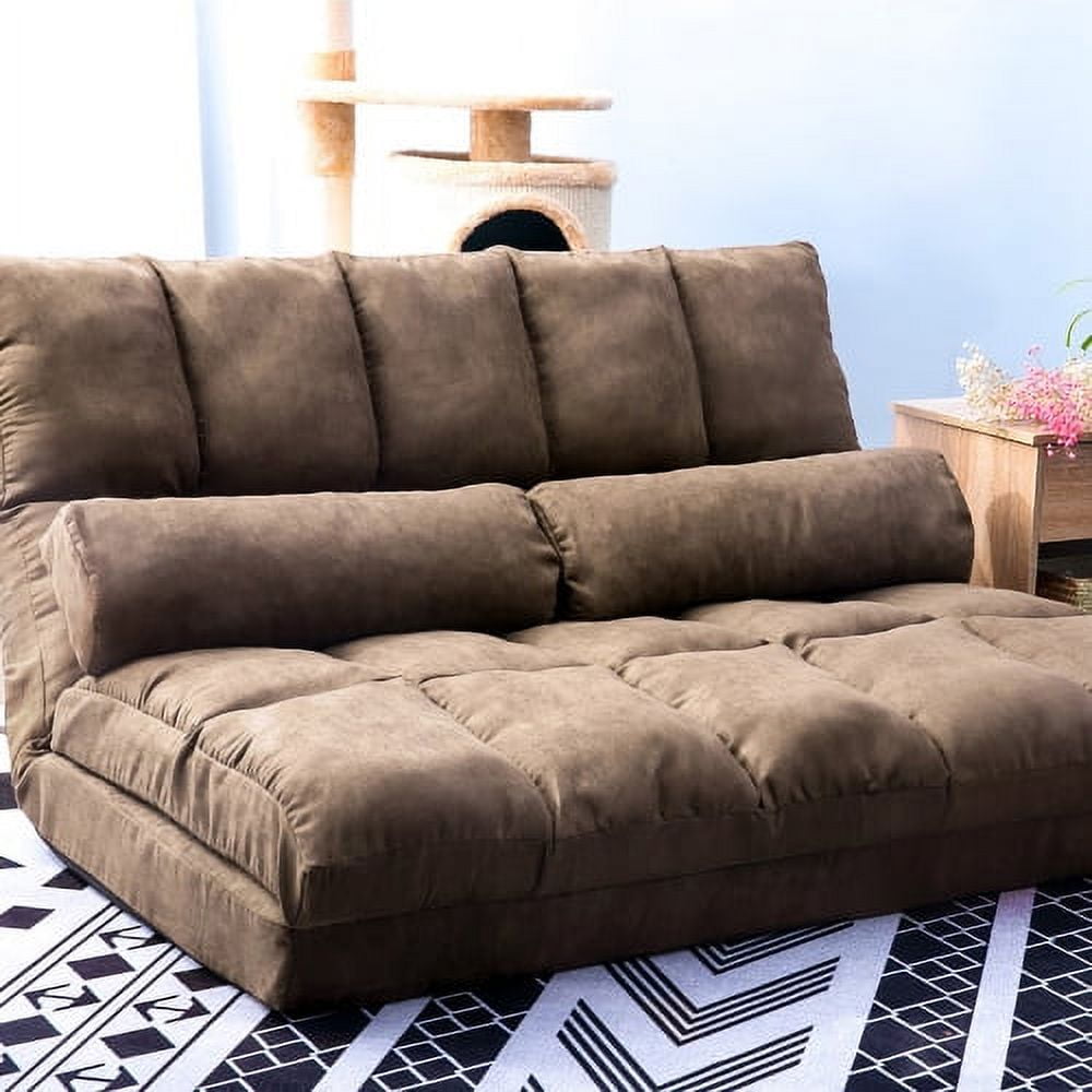 Triple Tree Modern Suede Folding Lazy Sofa, Adjustable Backrest, Comfy ...