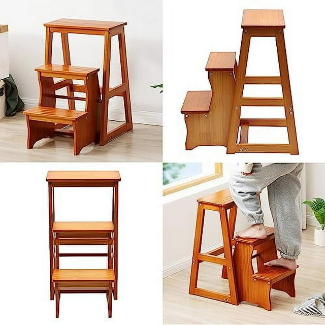 Folding Library Ladder Chair, Portable Multifunctional Step Stool,3 ...