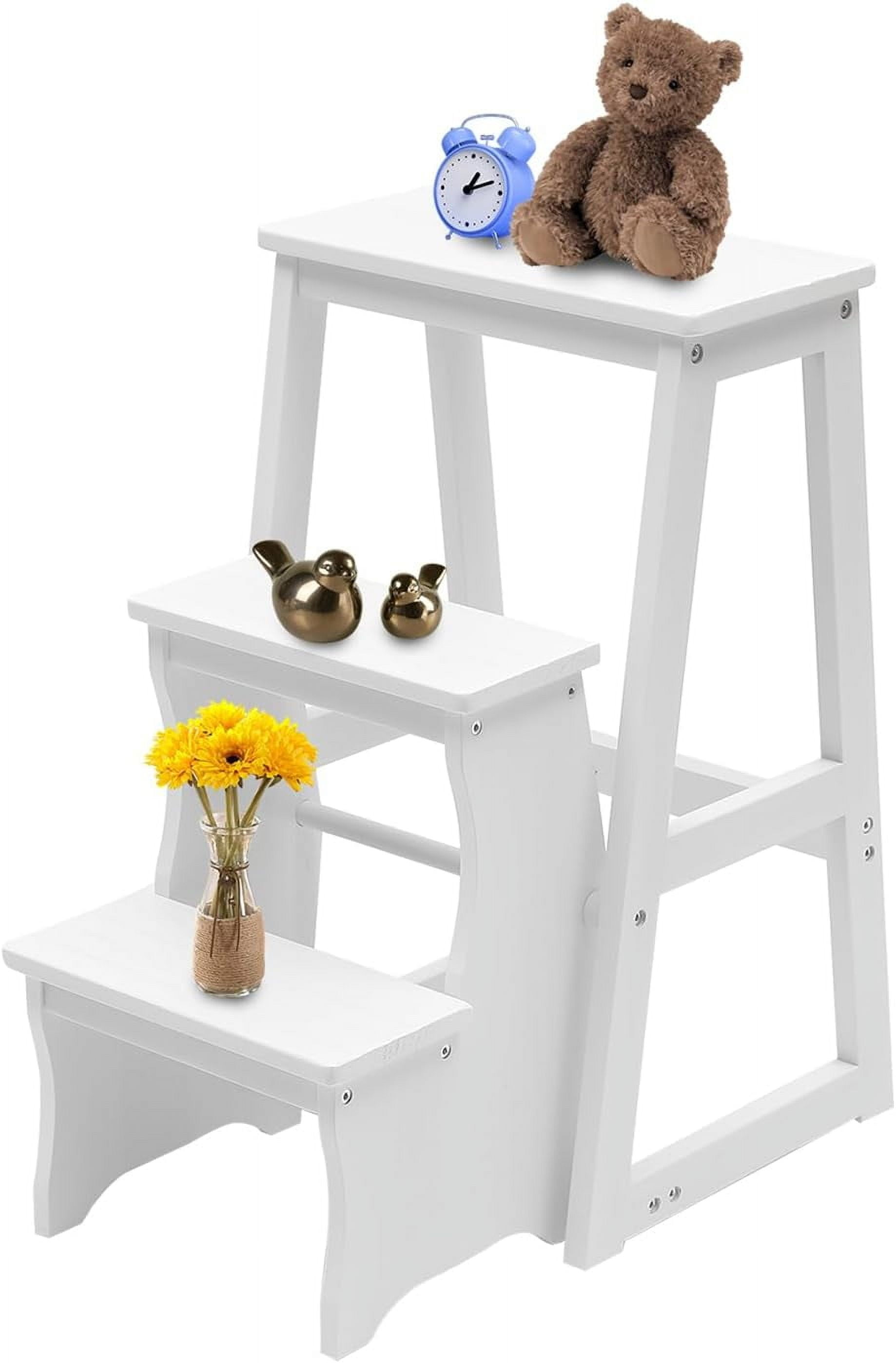 Folding Library Ladder Chair Solid Wood Portable Multifunctional Step ...