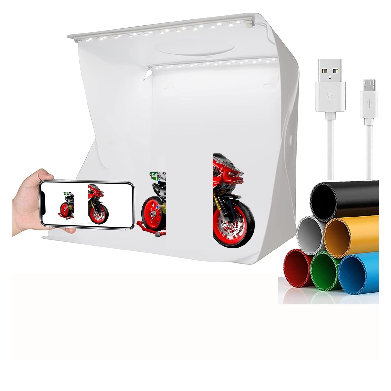 Folding Lightbox 40cm Portable Photography Photo Studio Tent LED ...