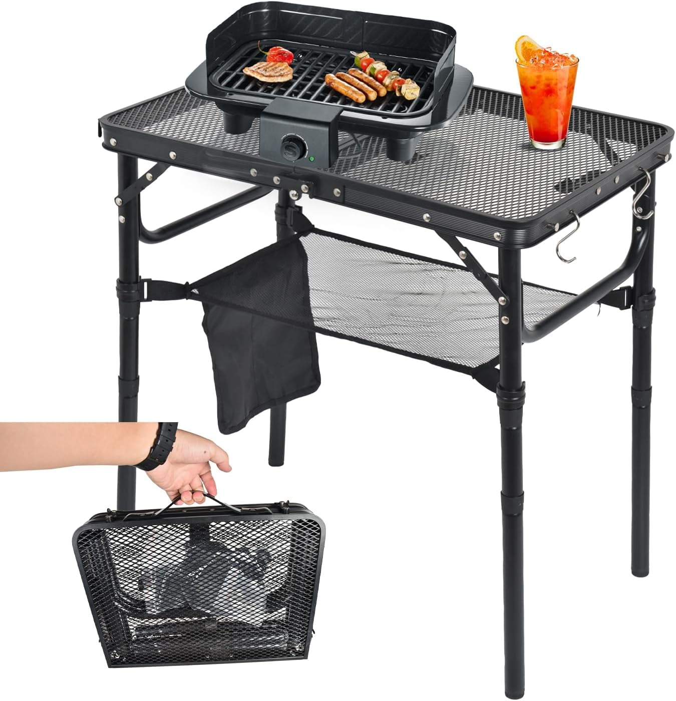 Folding Lightweight Aluminum Portable Grill Table for Outdoor Cooking ...