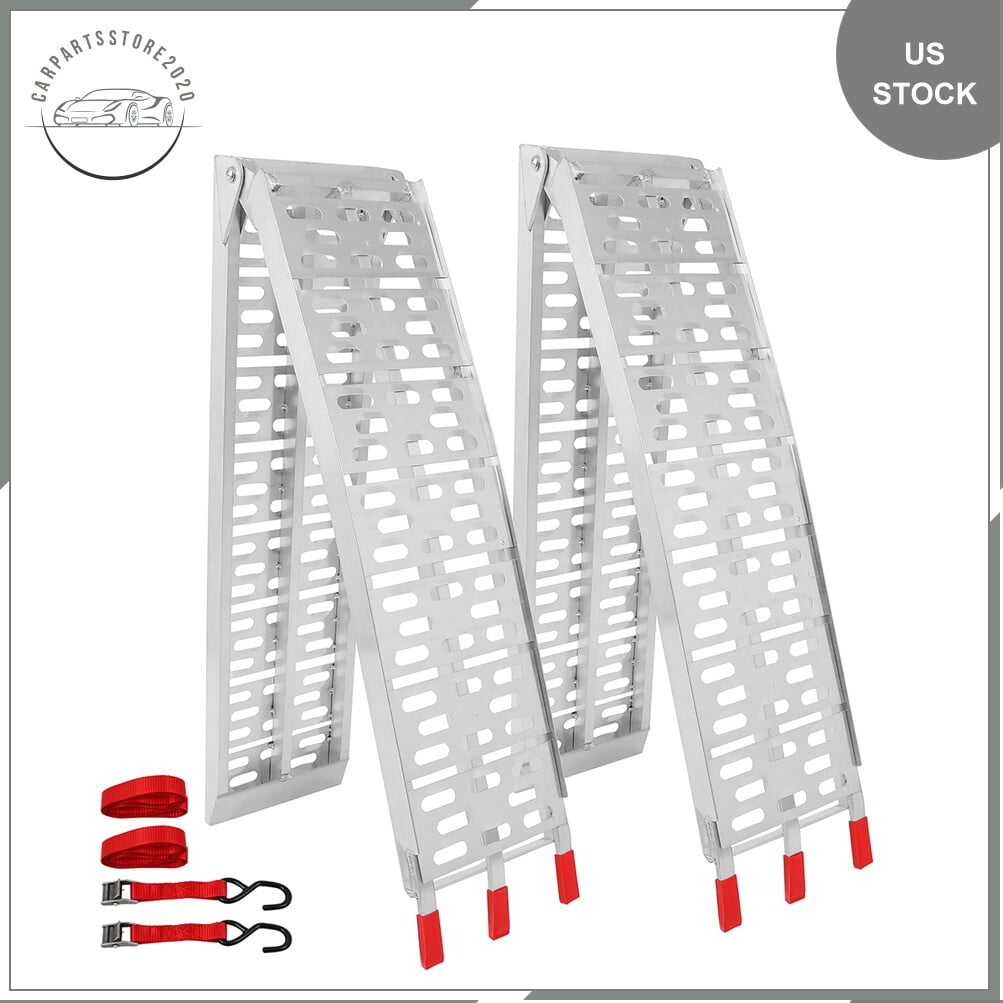 Folding Loading Ramps Set 7.5 Ft Aluminum Arched Motorcycle ATV/UTV ...