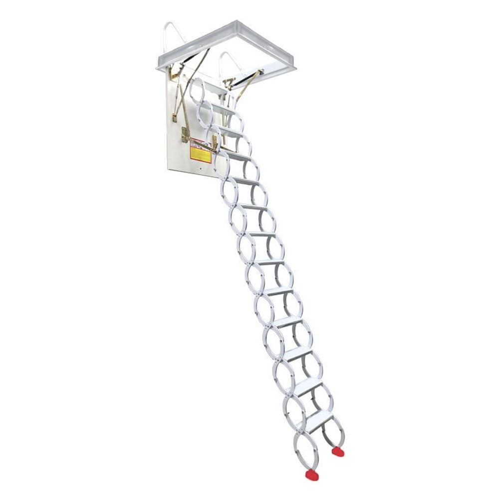 Folding Loft Ladder Stairs Attic Pull Down Ceiling Ladder Stairs White ...