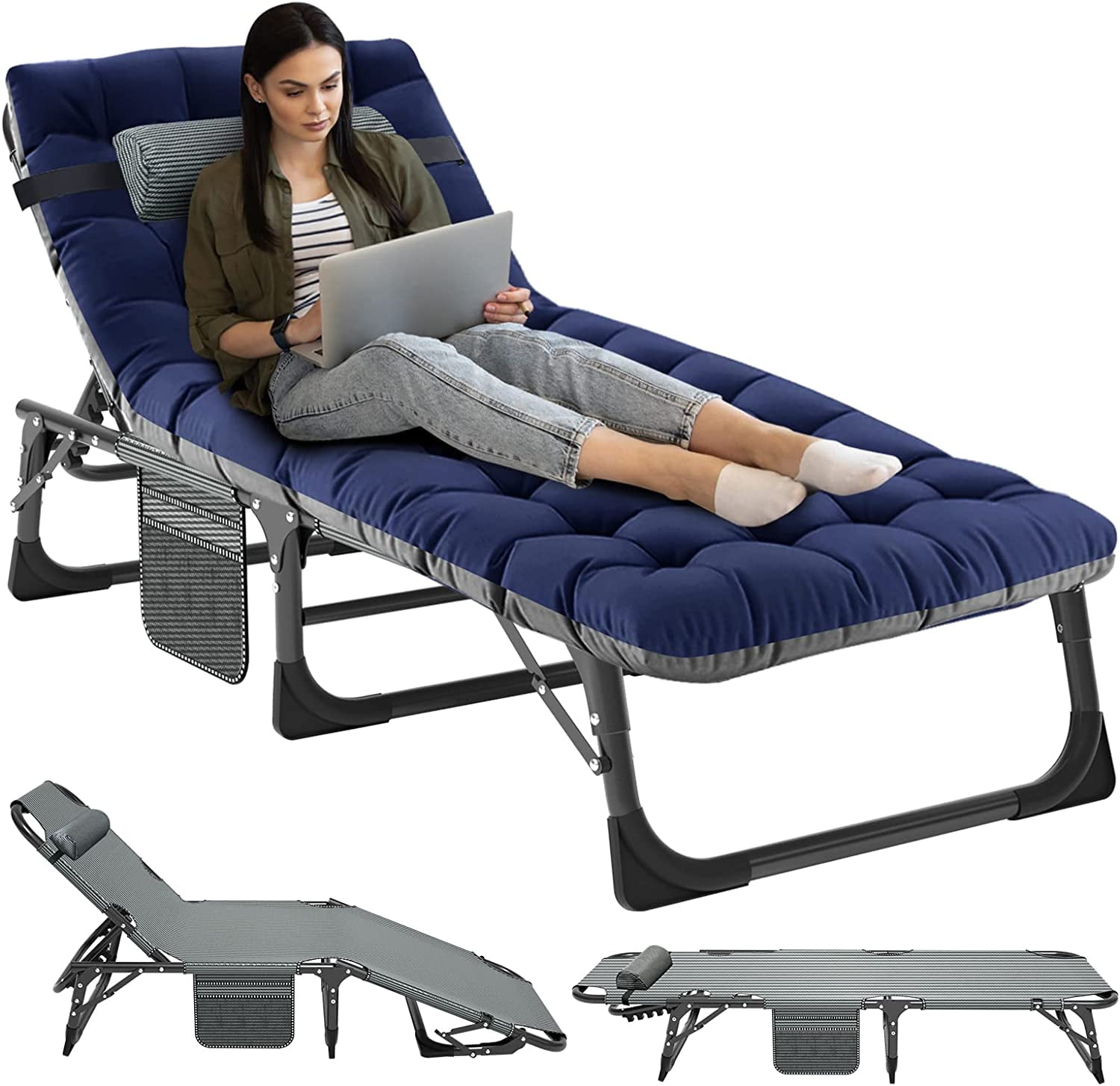 Folding Lounge Chair 5-Position, Folding Cot, Portable Outdoor Folding ...