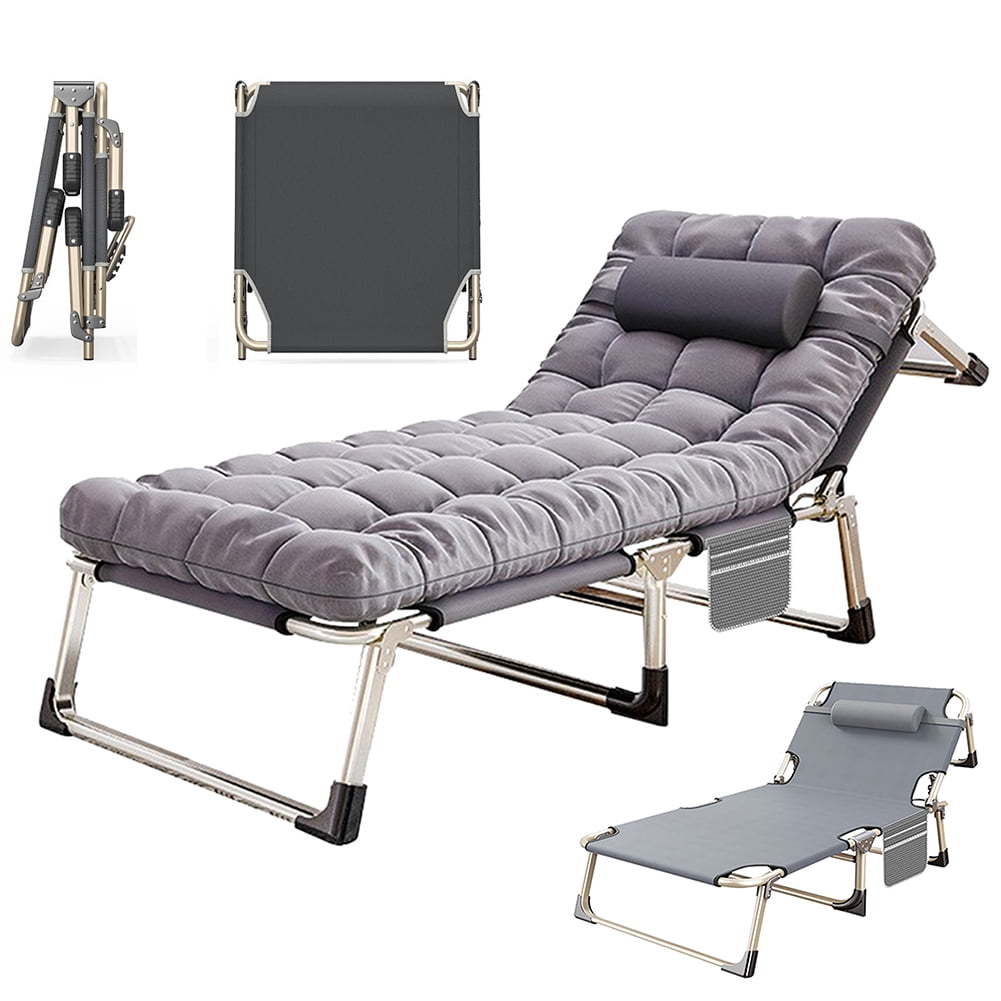 Folding Lounge Chair, Portable Outdoor Folding Chaise with Removable ...