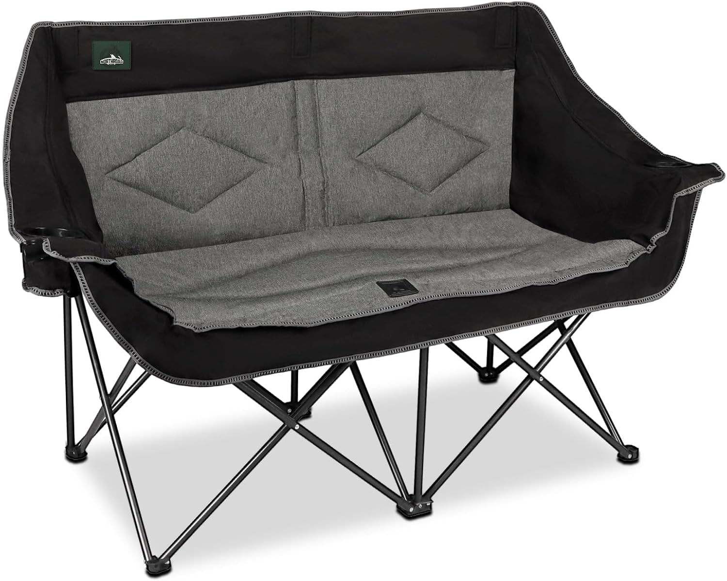 Folding Loveseat Camping Chair Portable Double Duo Full Padded Garden ...
